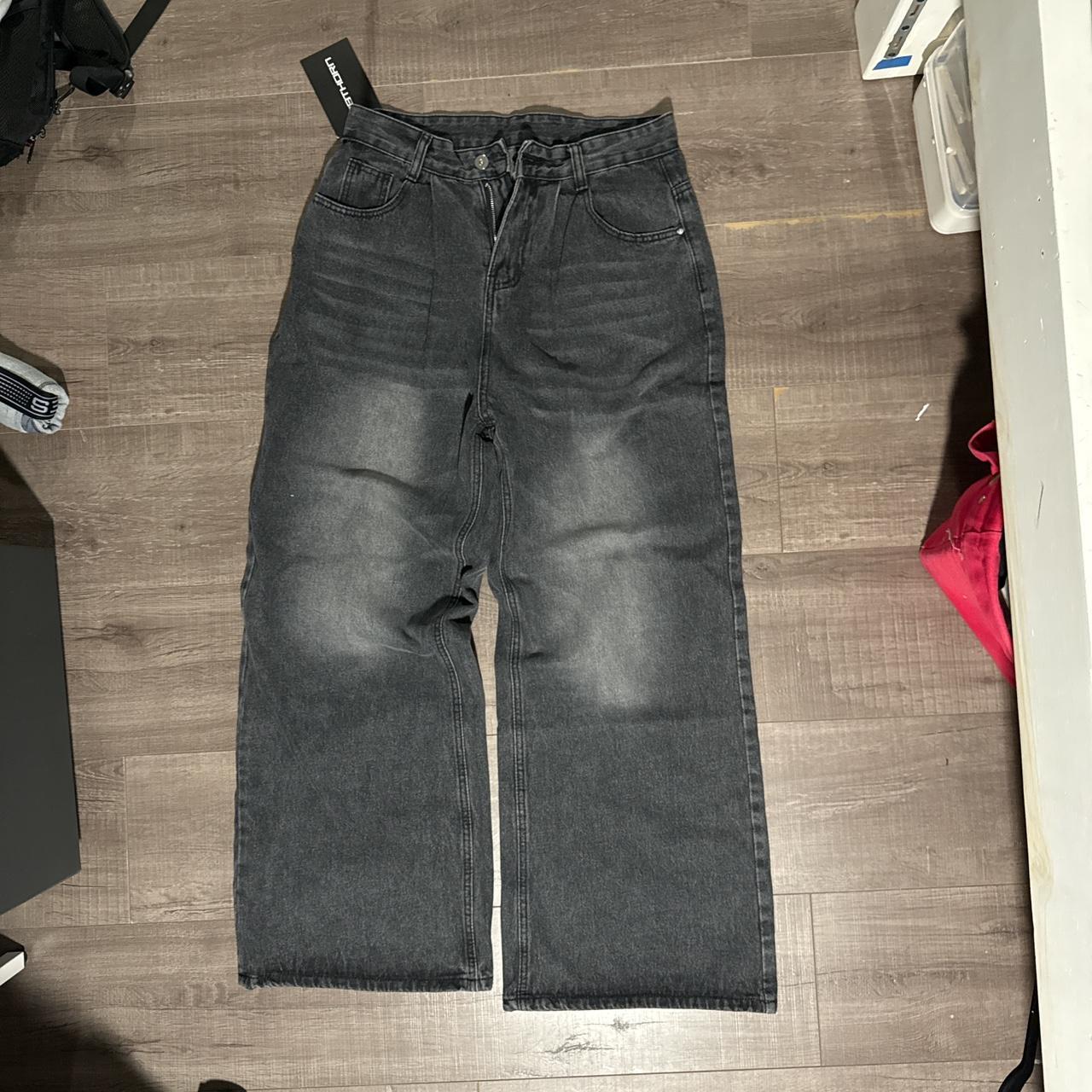 black baggy jeans affliction y2k ian kim jorts... | Depop