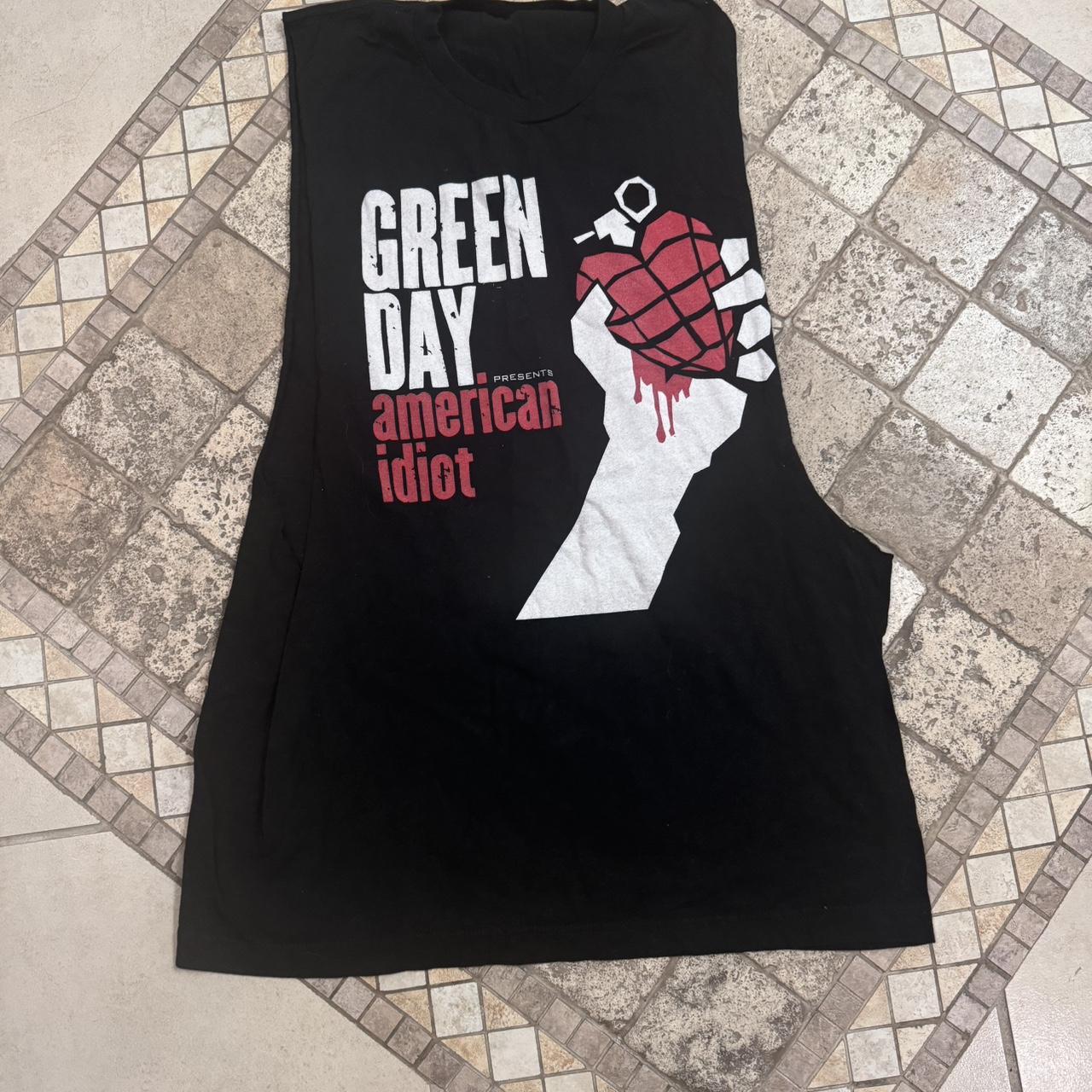 Green Day American Idiot cut off T-shirt size extra... | Depop