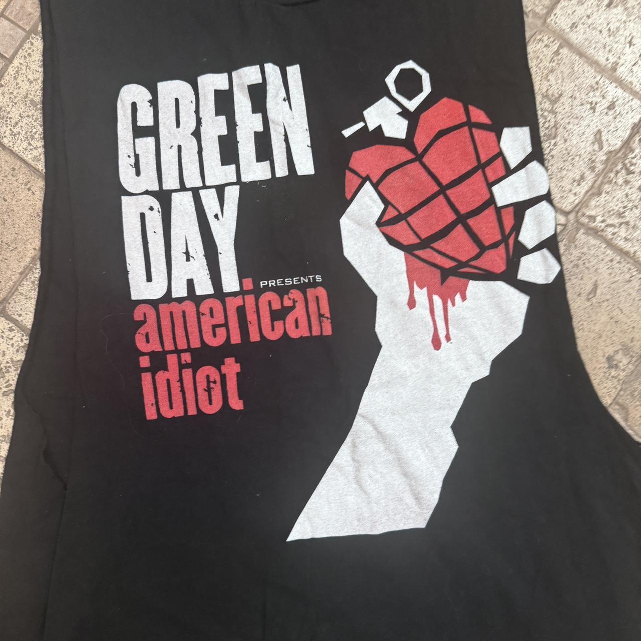 Green Day American Idiot cut off T-shirt size extra... | Depop
