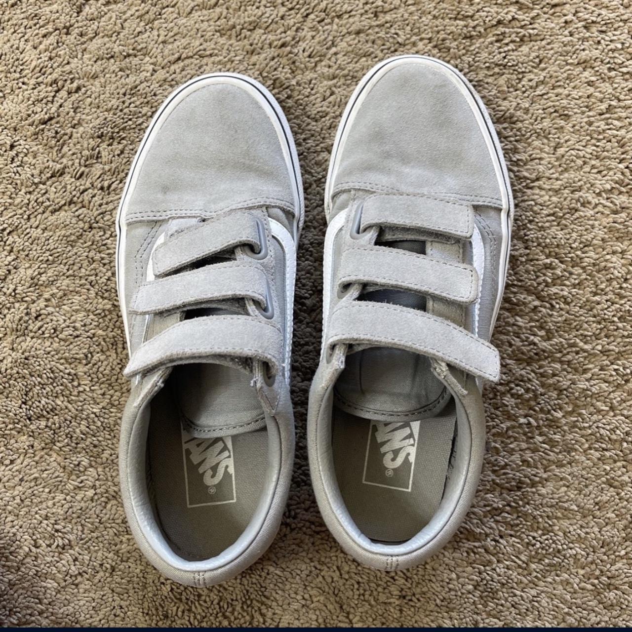 grey velcro vans -used -size 7.5 womens -no box... - Depop