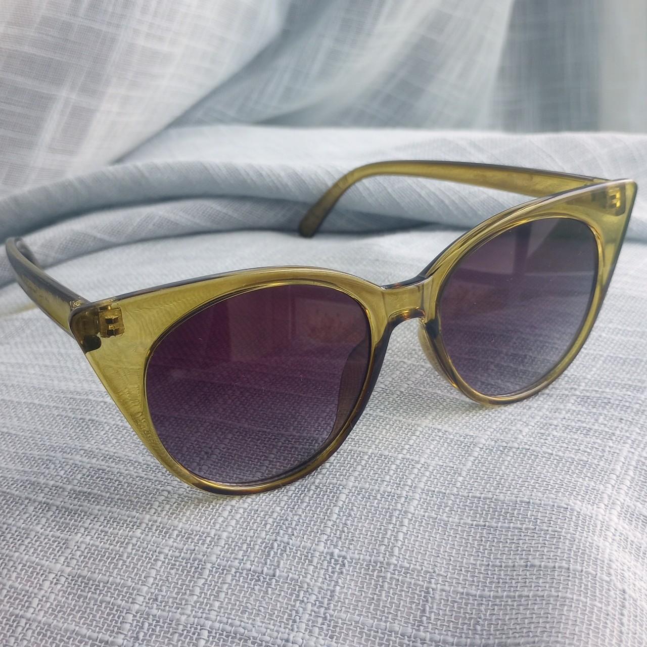 Translucent olive green cat eye sunglasses. Dark... - Depop