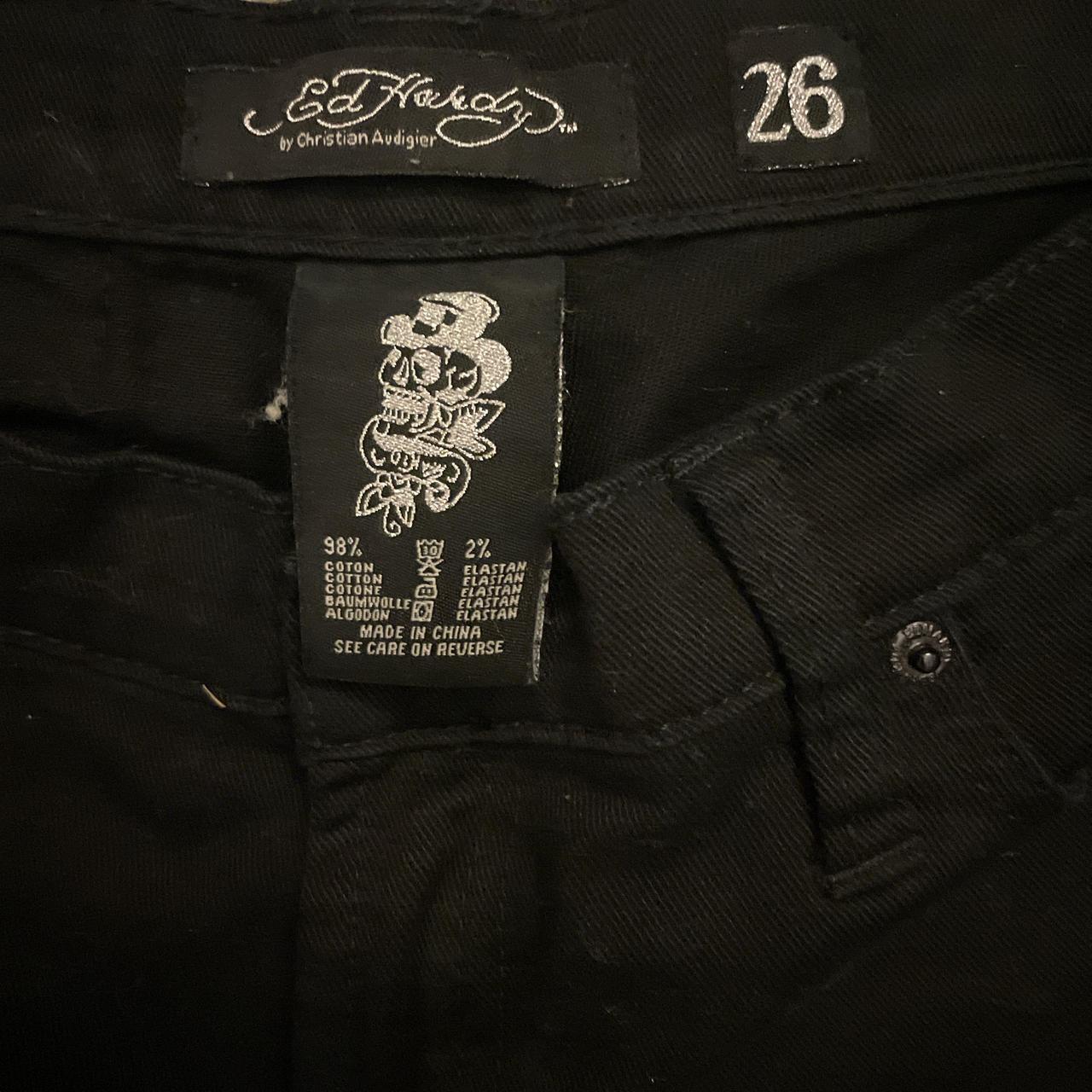 Plain black ed hardy jeans (LIKE NEW) Straight/slim... - Depop
