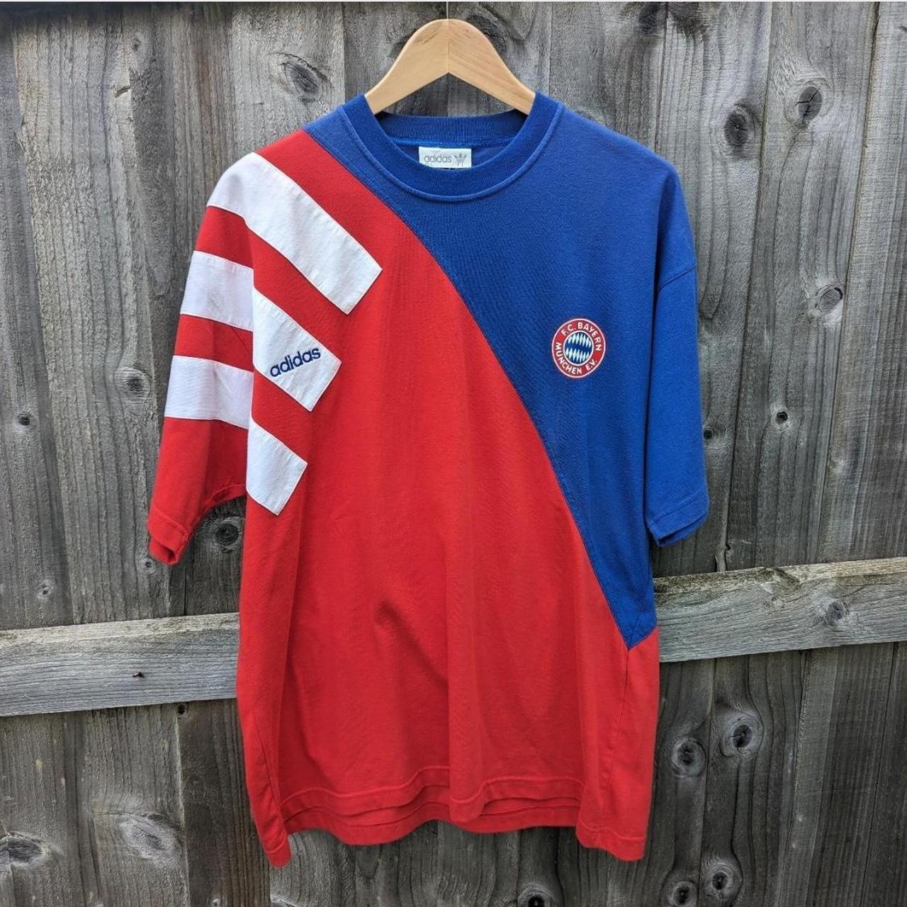 Adidas Bayern blue & red retro football shirt football - Depop