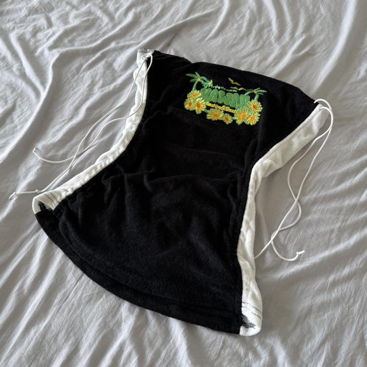 black and white hawaiian tube top beach cover up... | Depop