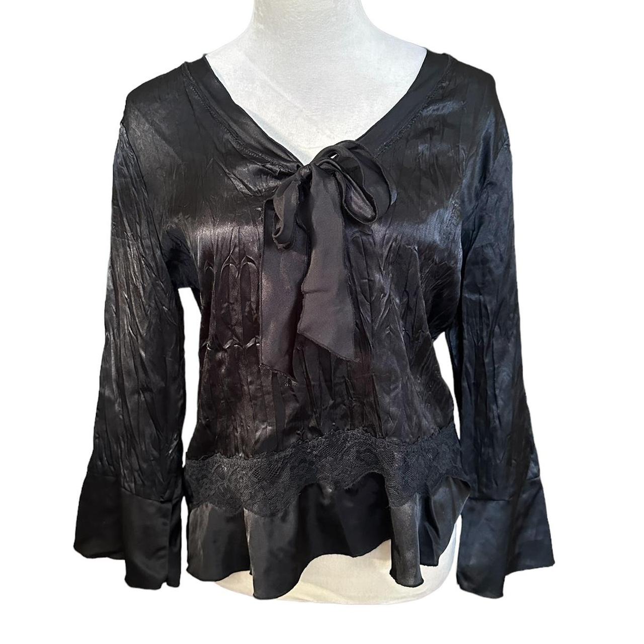Y2k romantic whimsy goth blouse - size large -... - Depop