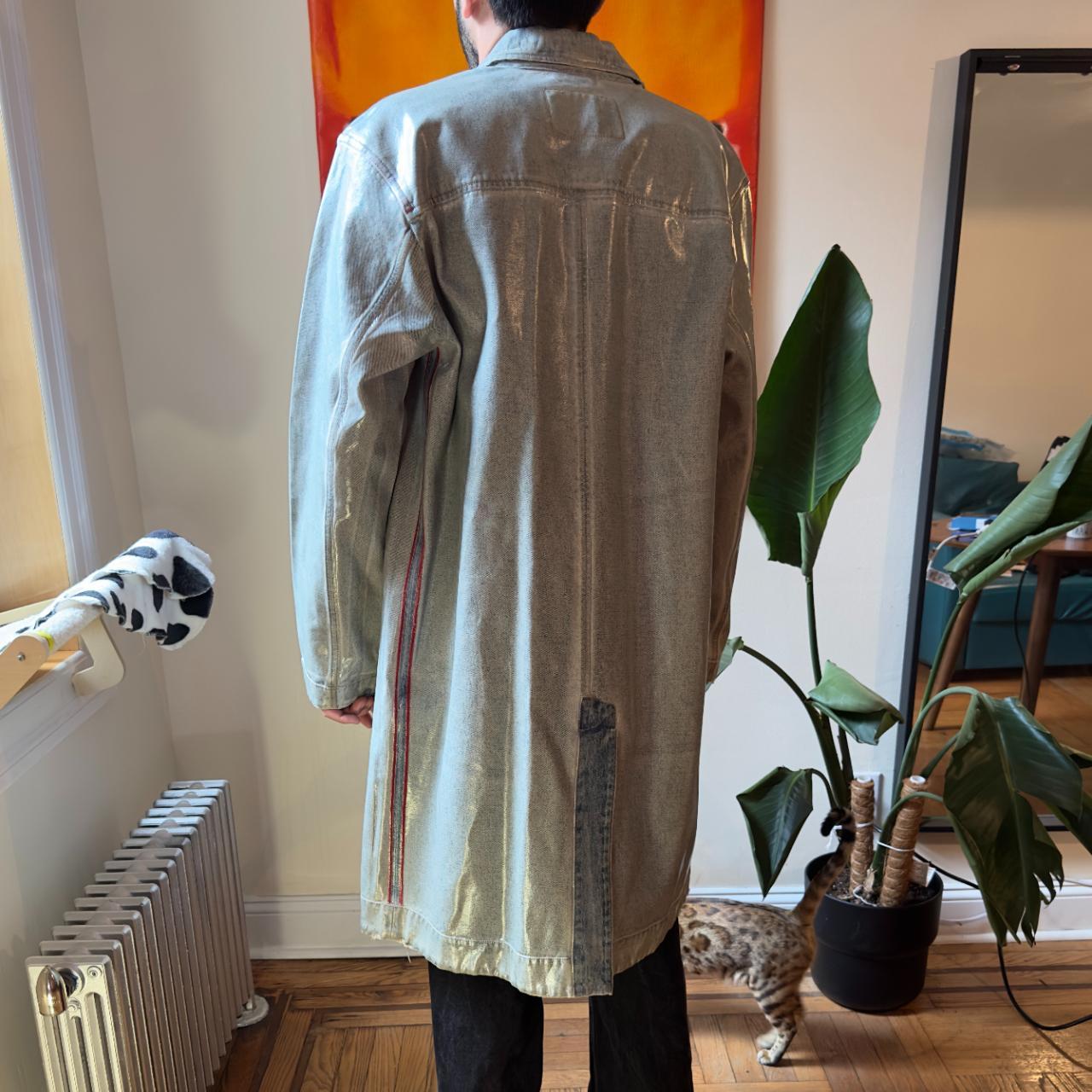 Diesel men's coated-denim car coat. Made in Italy.... - Depop