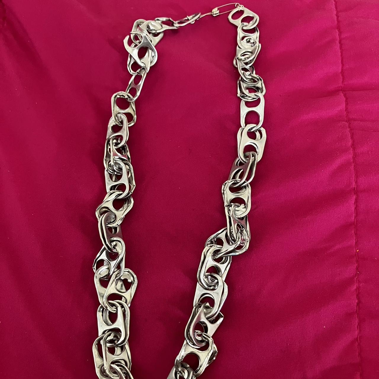 Soda tab chain connected to safety pins Can be used... - Depop