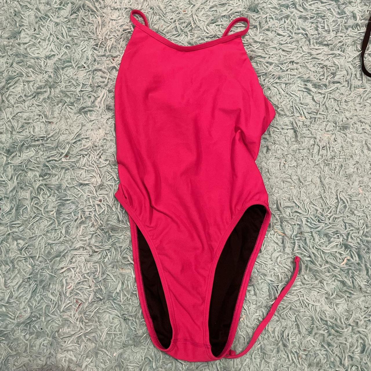 dragon fruit pink jolyn tie back one piece training... - Depop