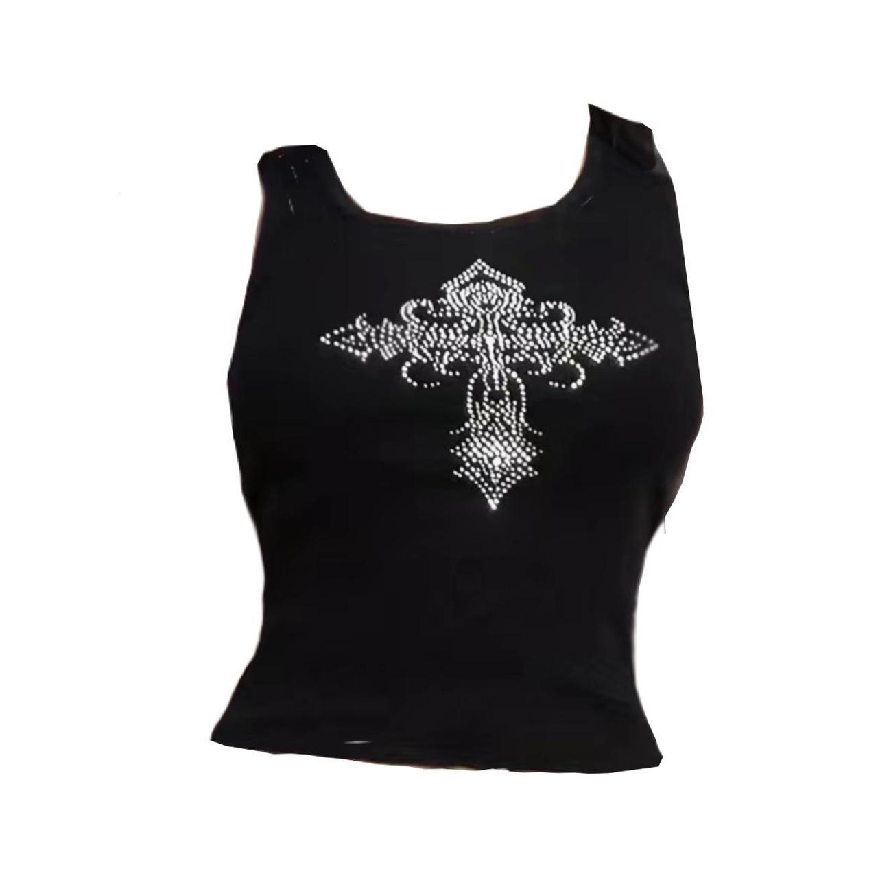 Rhinestone Y2K grunge tank top #tanktop #grunge #y2k... - Depop