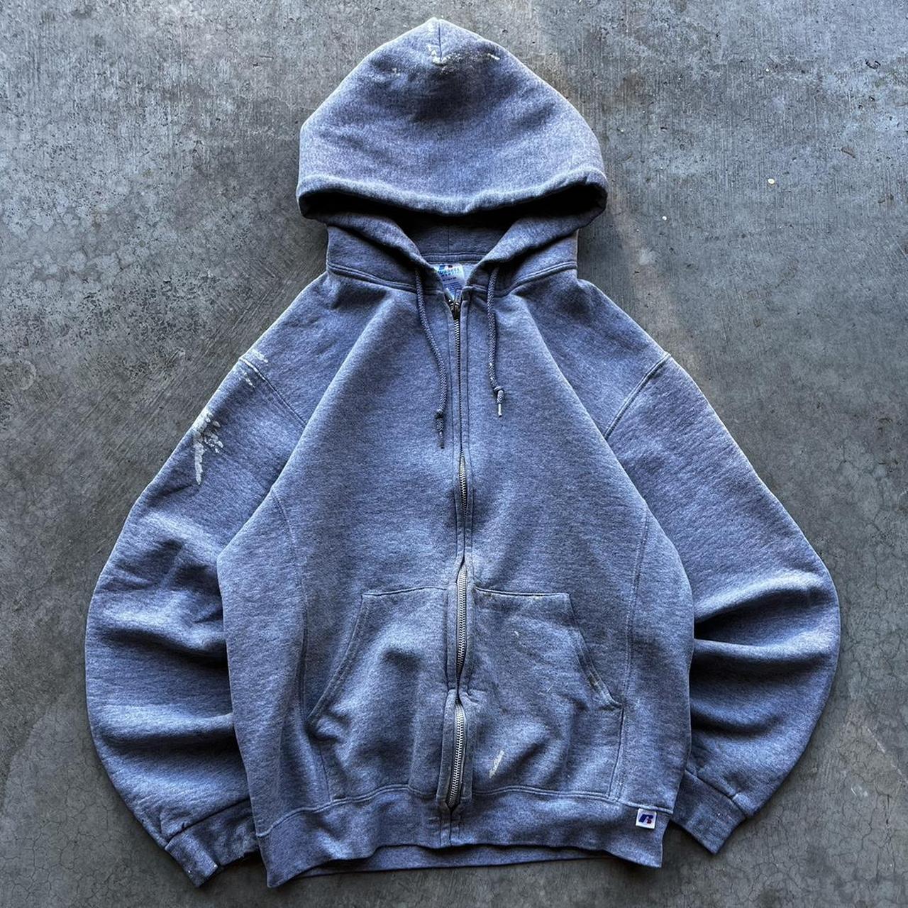 Vintage Russell zip up hoodie with a nice baggy fit... - Depop