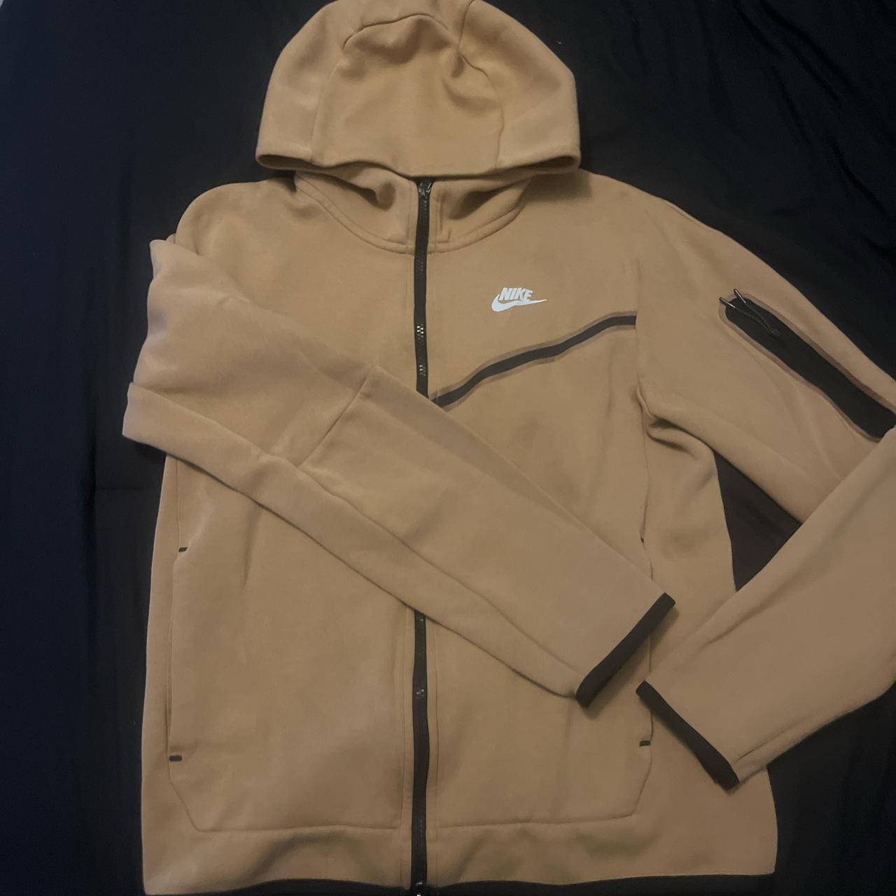 tan nike tech in great condition size- marked small... - Depop