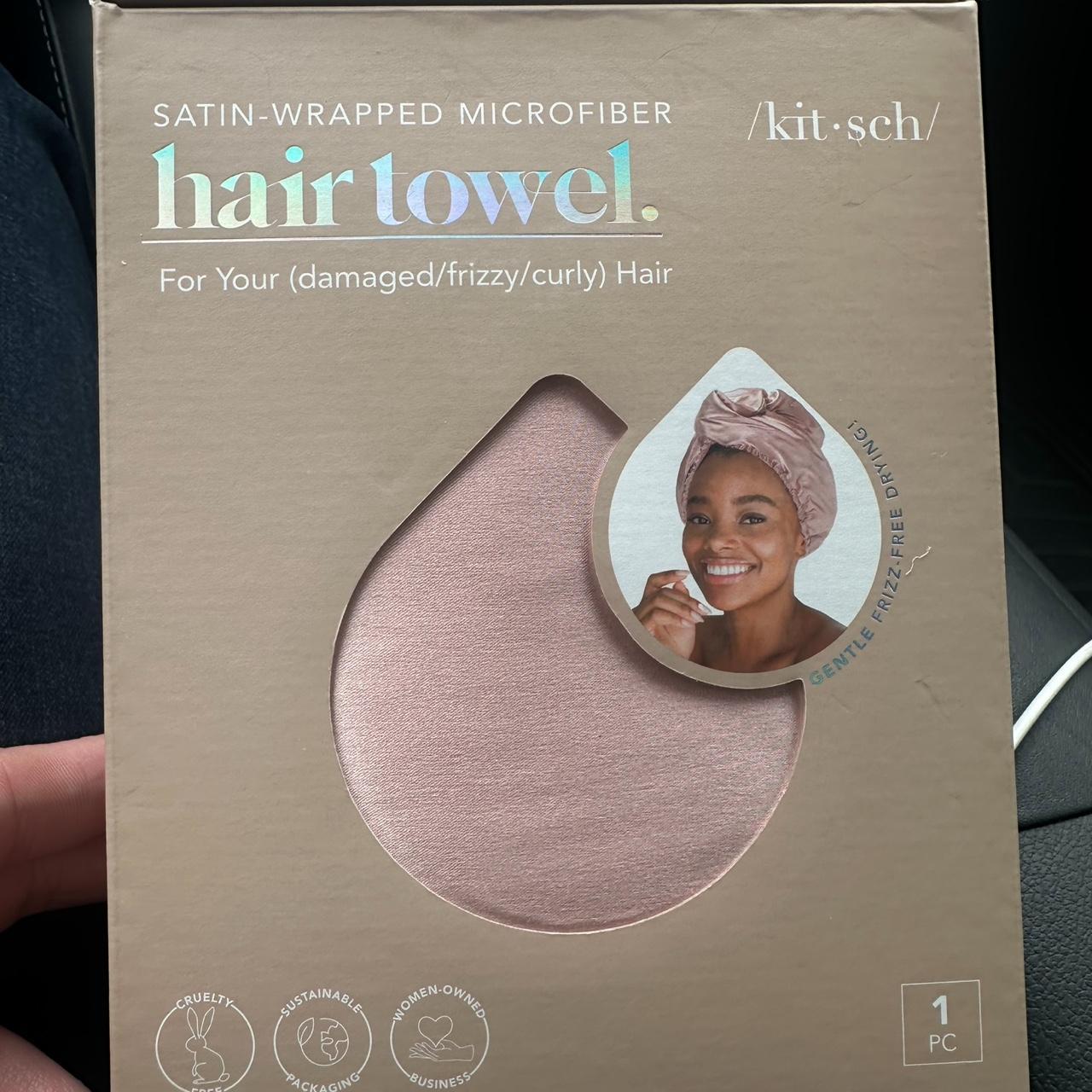 Kitsch satin towel wrap hair microfiber towel Msg... - Depop