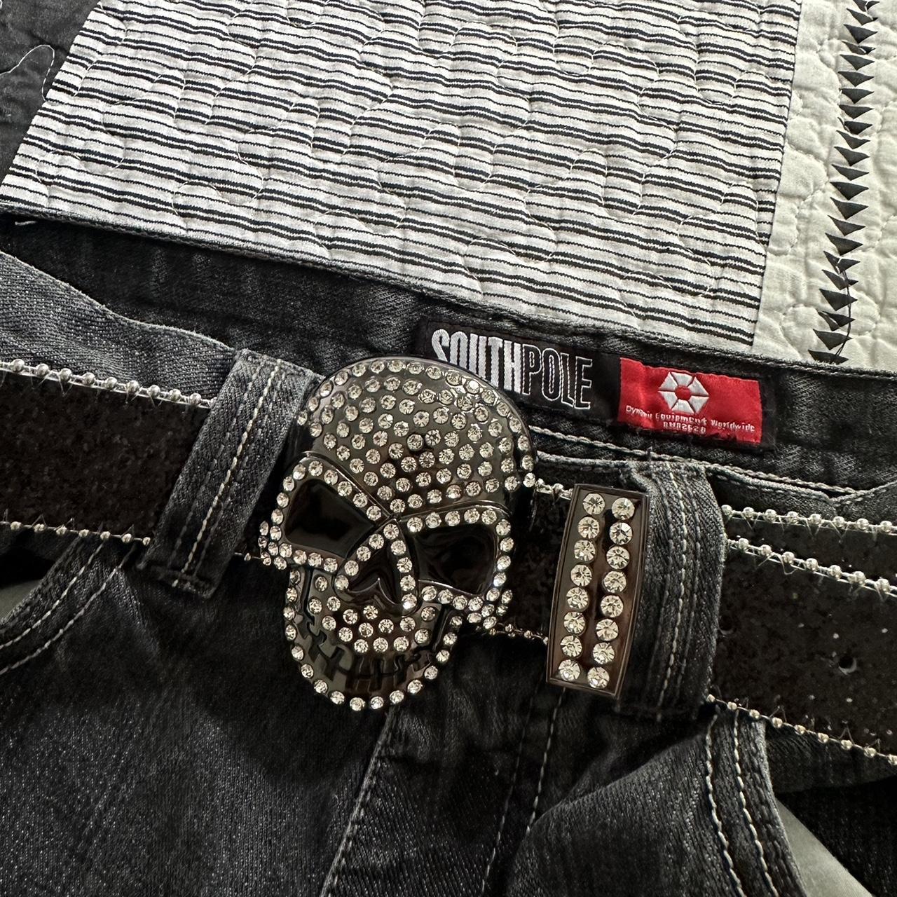 insane rhinestone emo western bullet belt unique... - Depop