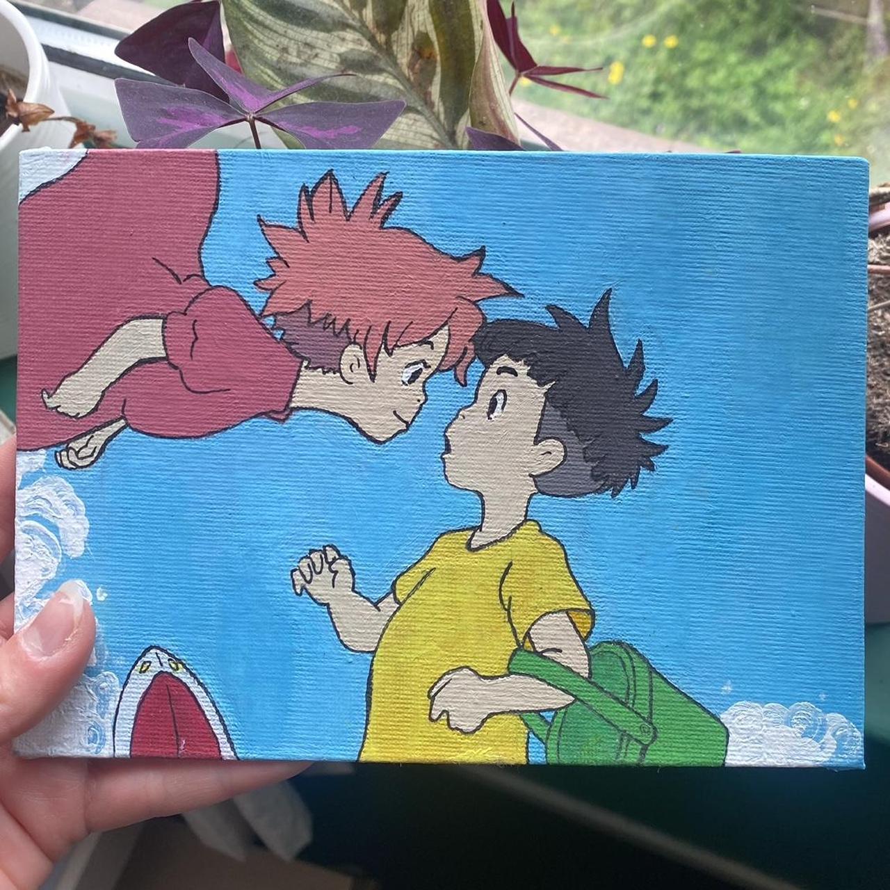 Studio Ghibli painting made with gouache paints.... - Depop