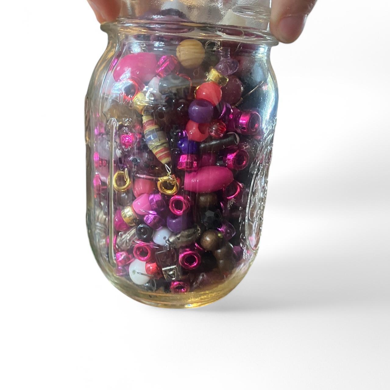 mystery jar of Multi-coloured vintage y2k beads,... | Depop