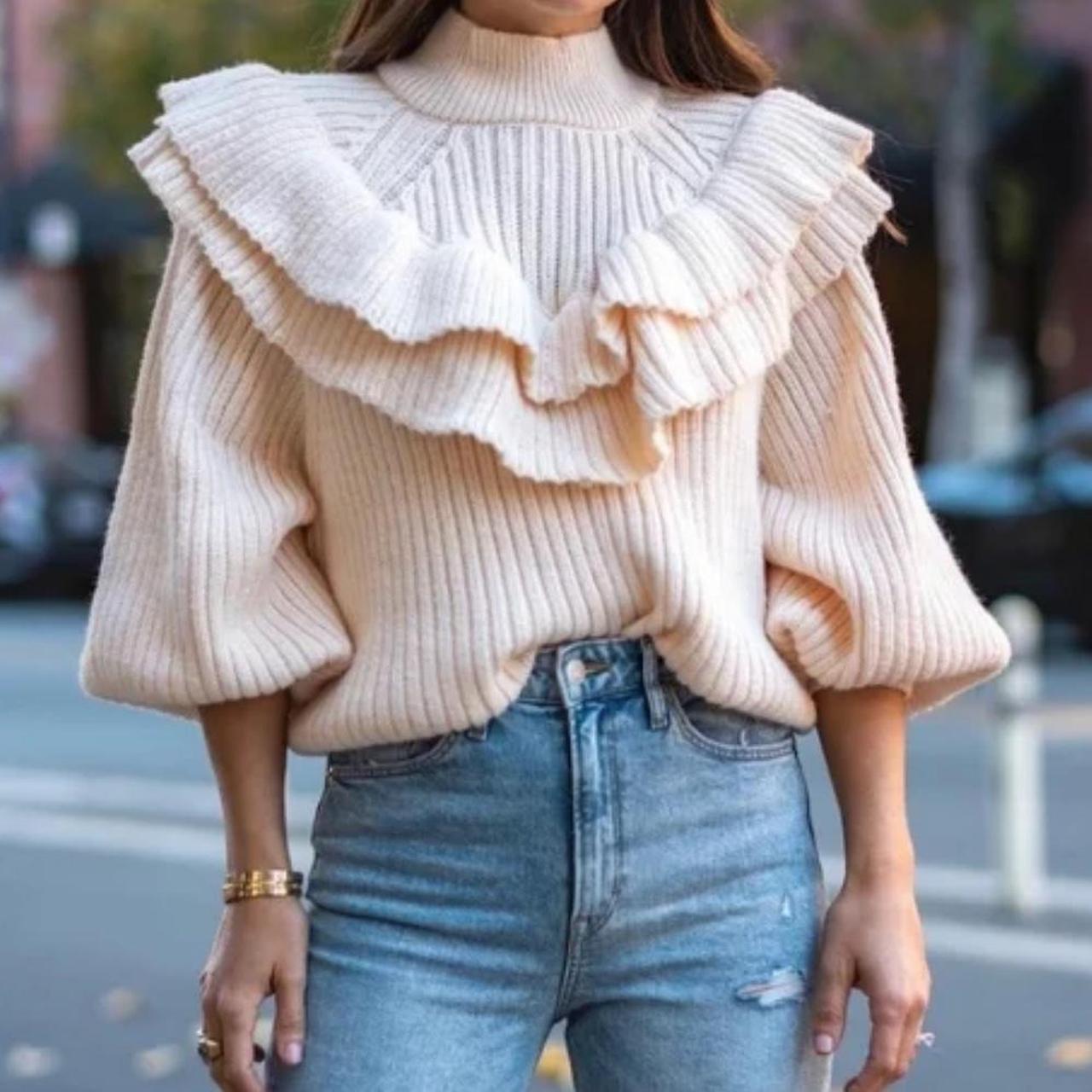 beautiful frilly sweater heavy duty and... - Depop