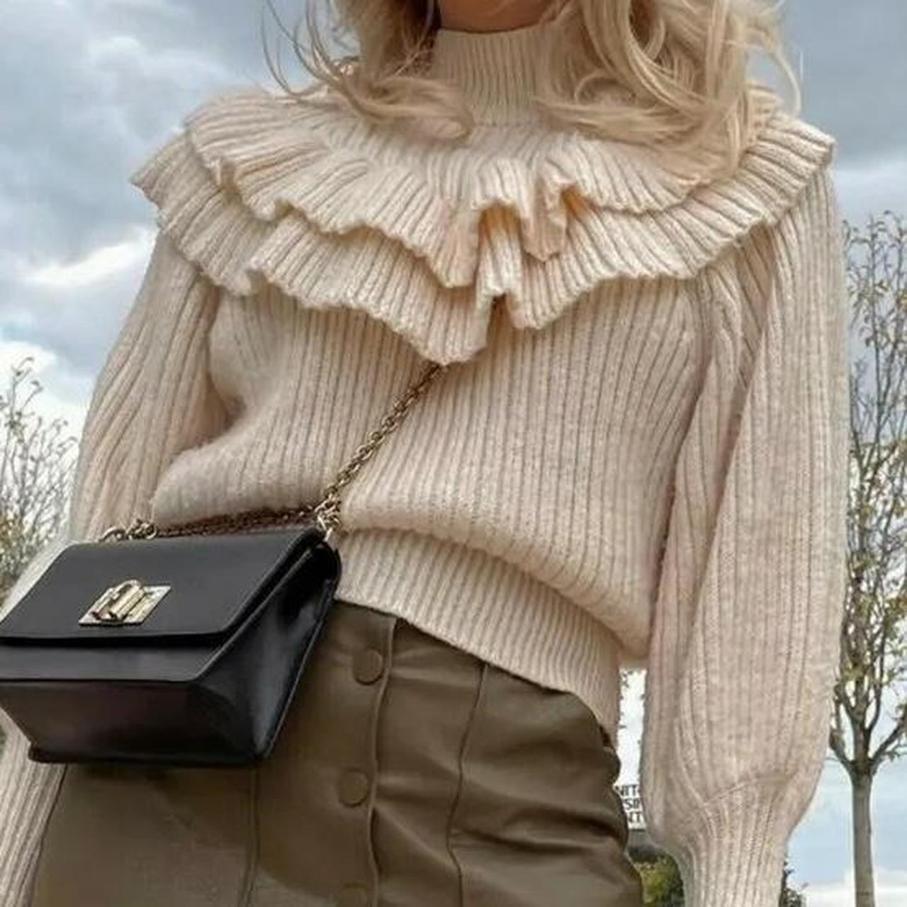 beautiful frilly sweater heavy duty and... - Depop