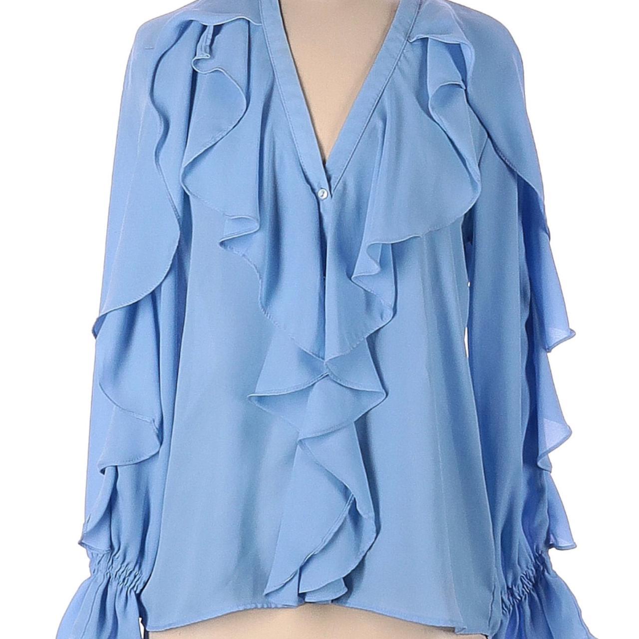 blue ruffle blouse romantic elegant #romantic... - Depop