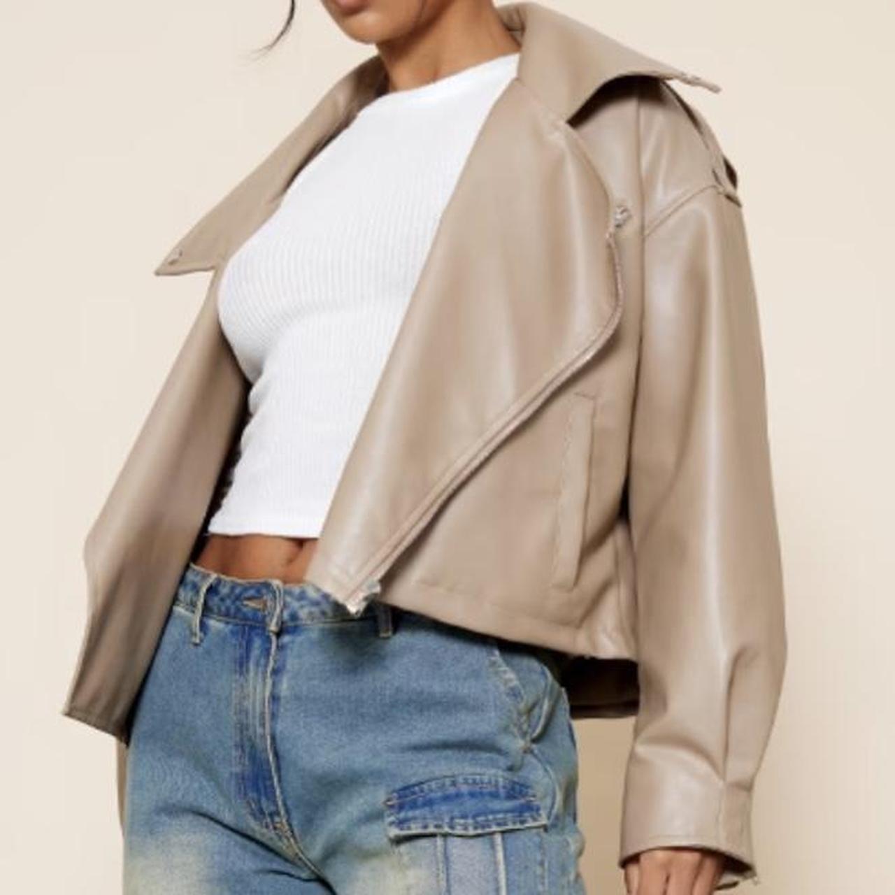 Plt Brand new with tags Taupe Faux Leather Quilted... - Depop