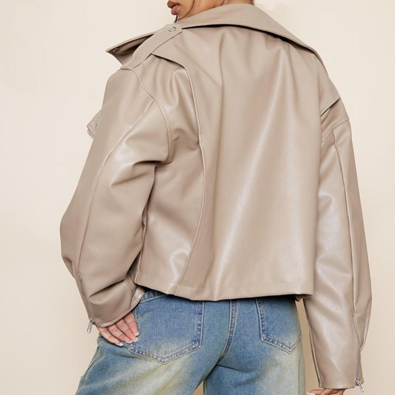 Plt Brand new with tags Taupe Faux Leather Quilted... - Depop