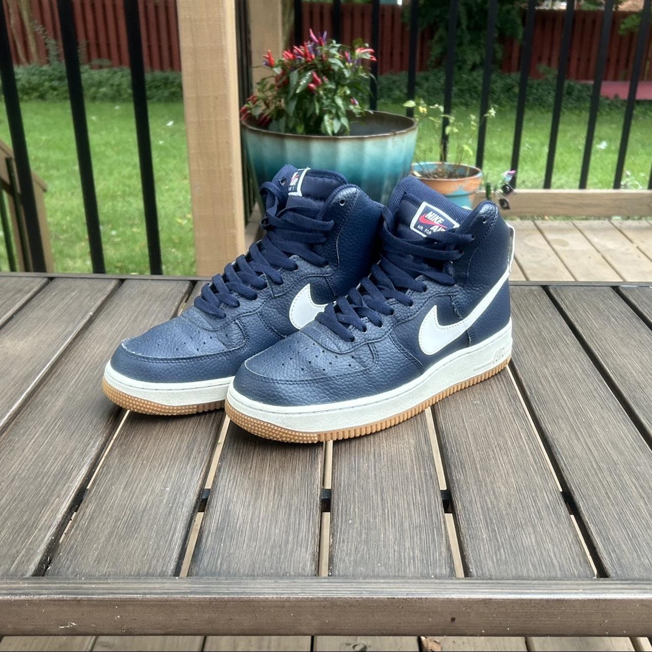 Dunks Style Nike Air Force 1 High Top Obsidian Color... - Depop