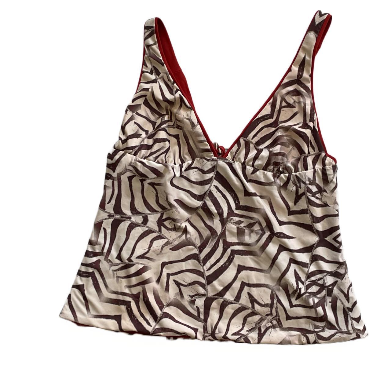 Retro Becca brown & cream zebra stripe cropped... - Depop