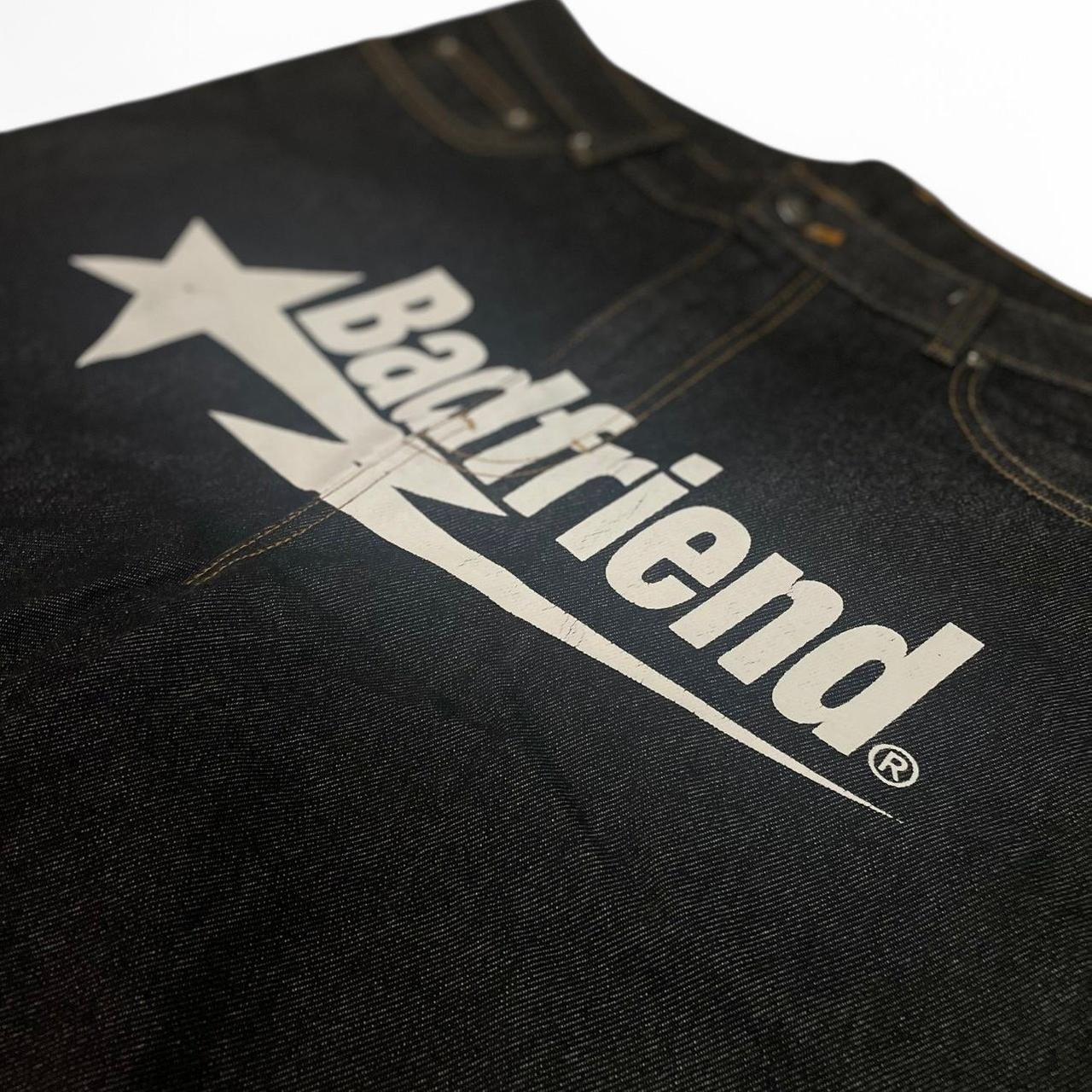 BAGGY black BAD FRIEND jeans with logo and unique... | Depop