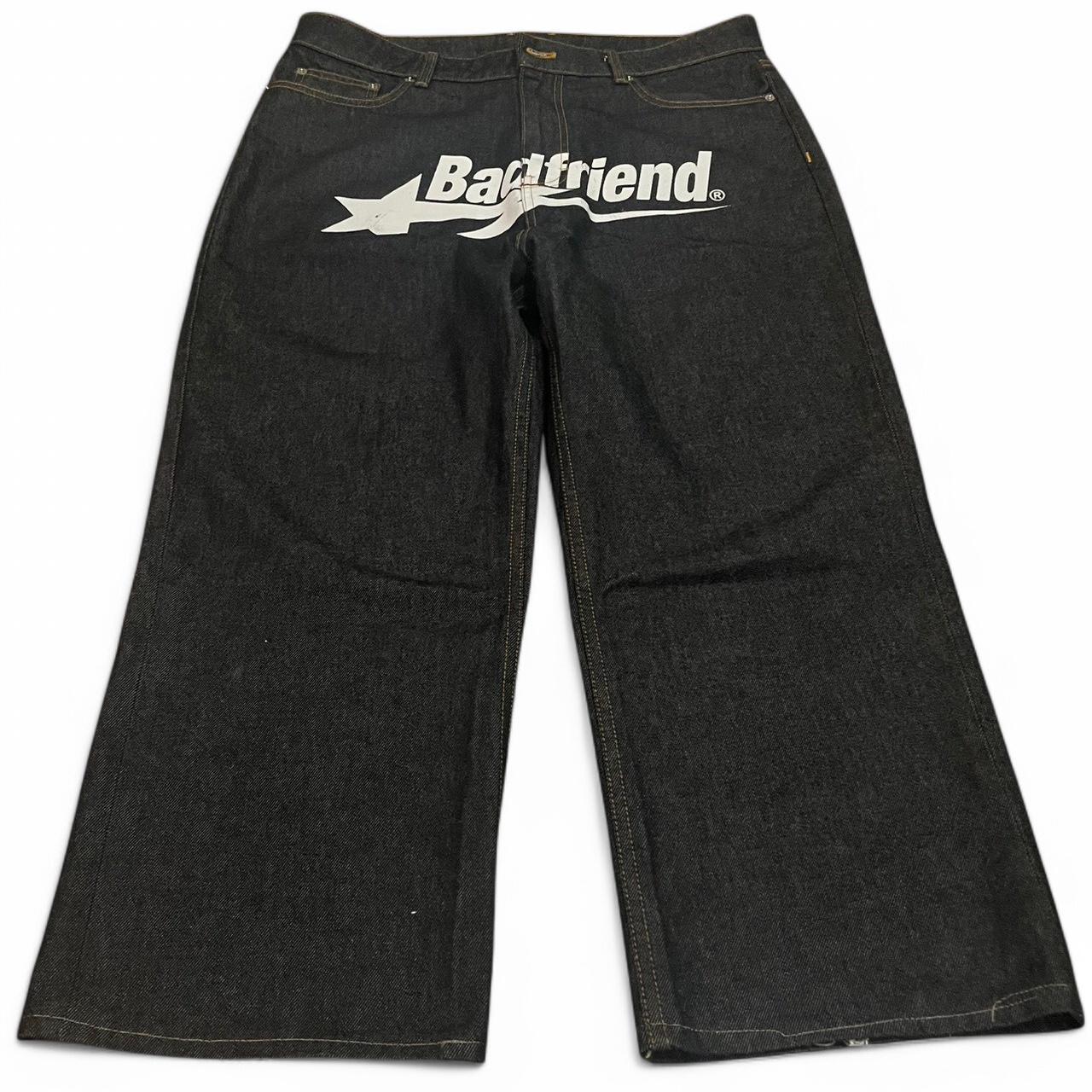 BAGGY black BAD FRIEND jeans with logo and unique... | Depop