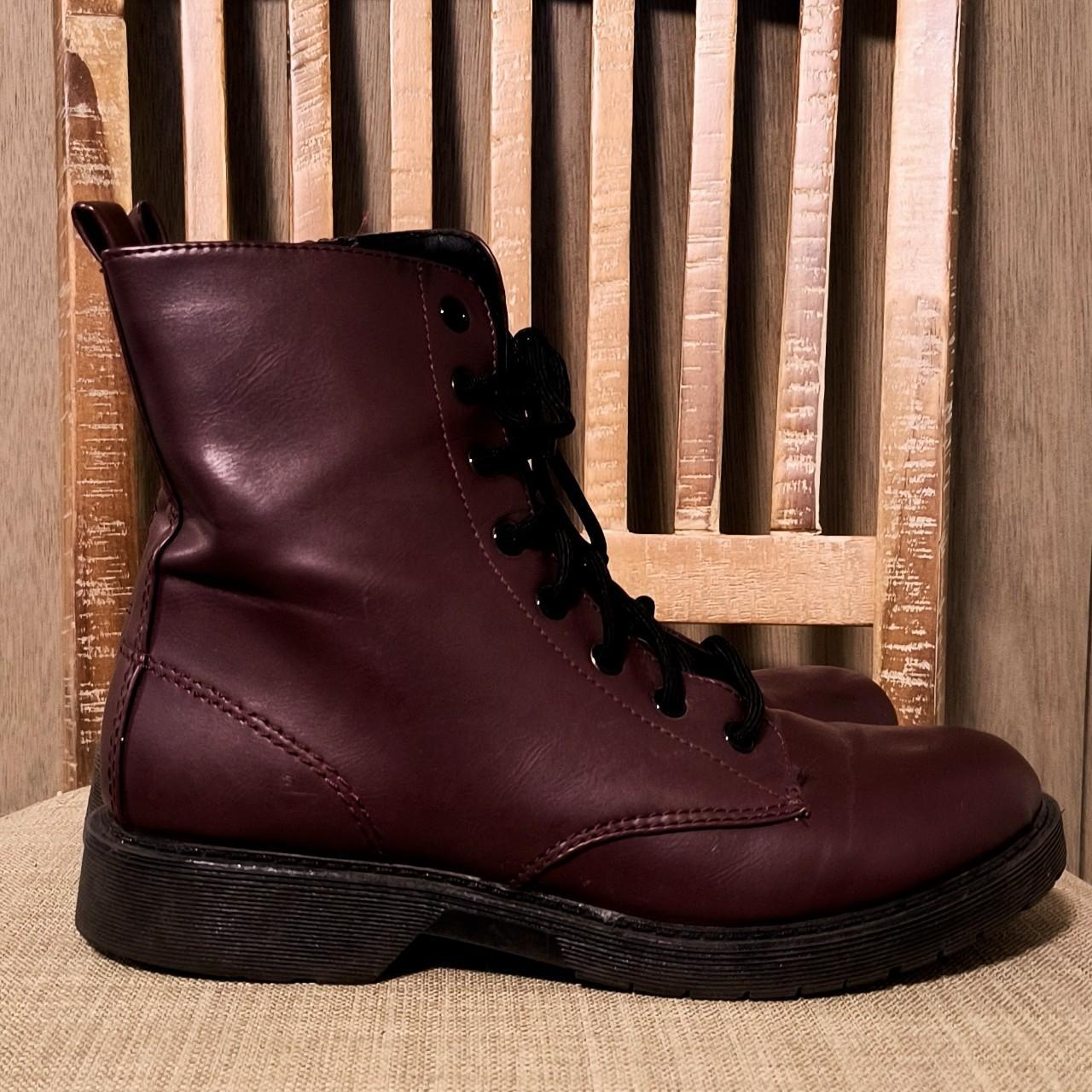 Burgundy Combat Boots - Depop