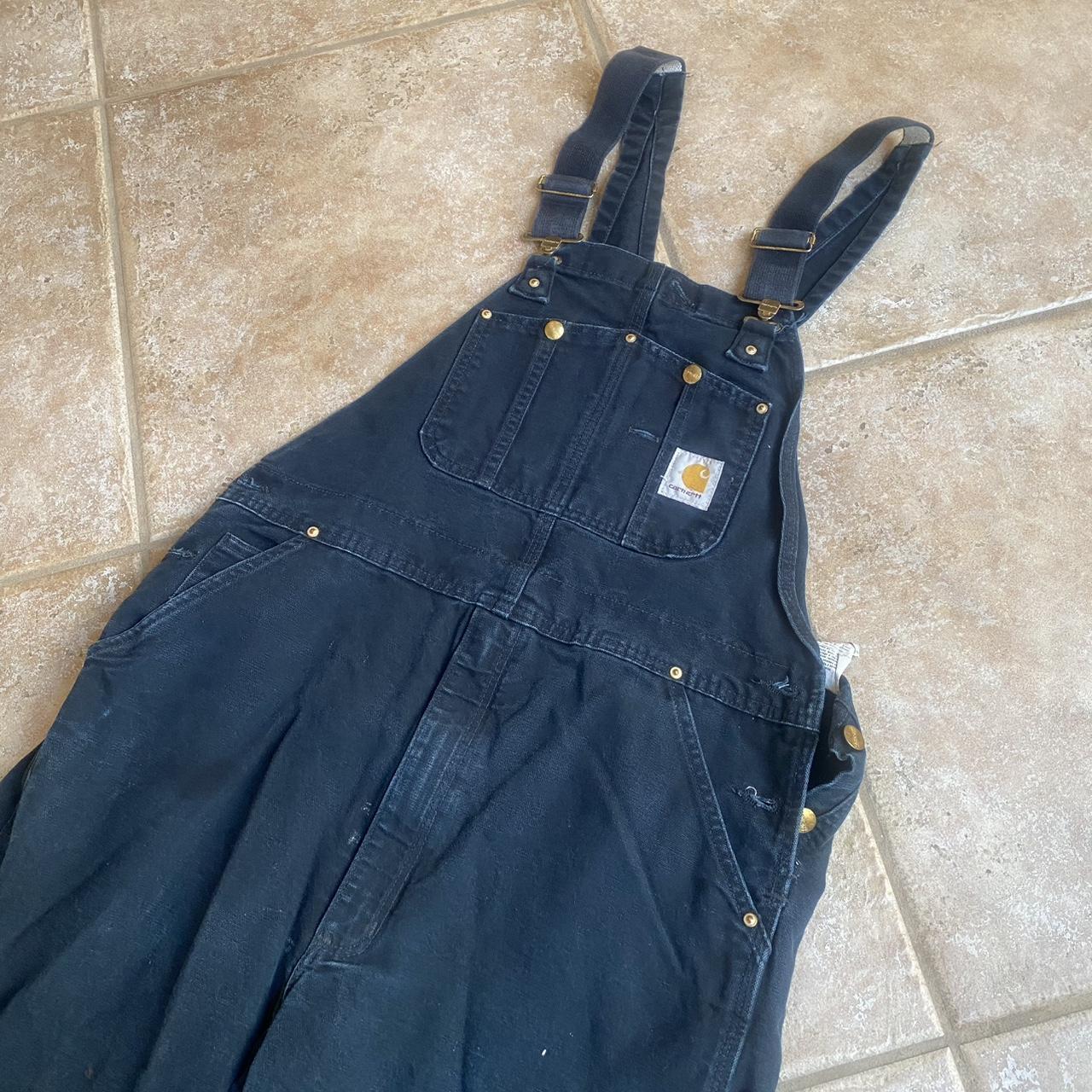 Carhartt Black Sun Faded Overalls Essential Sized... | Depop