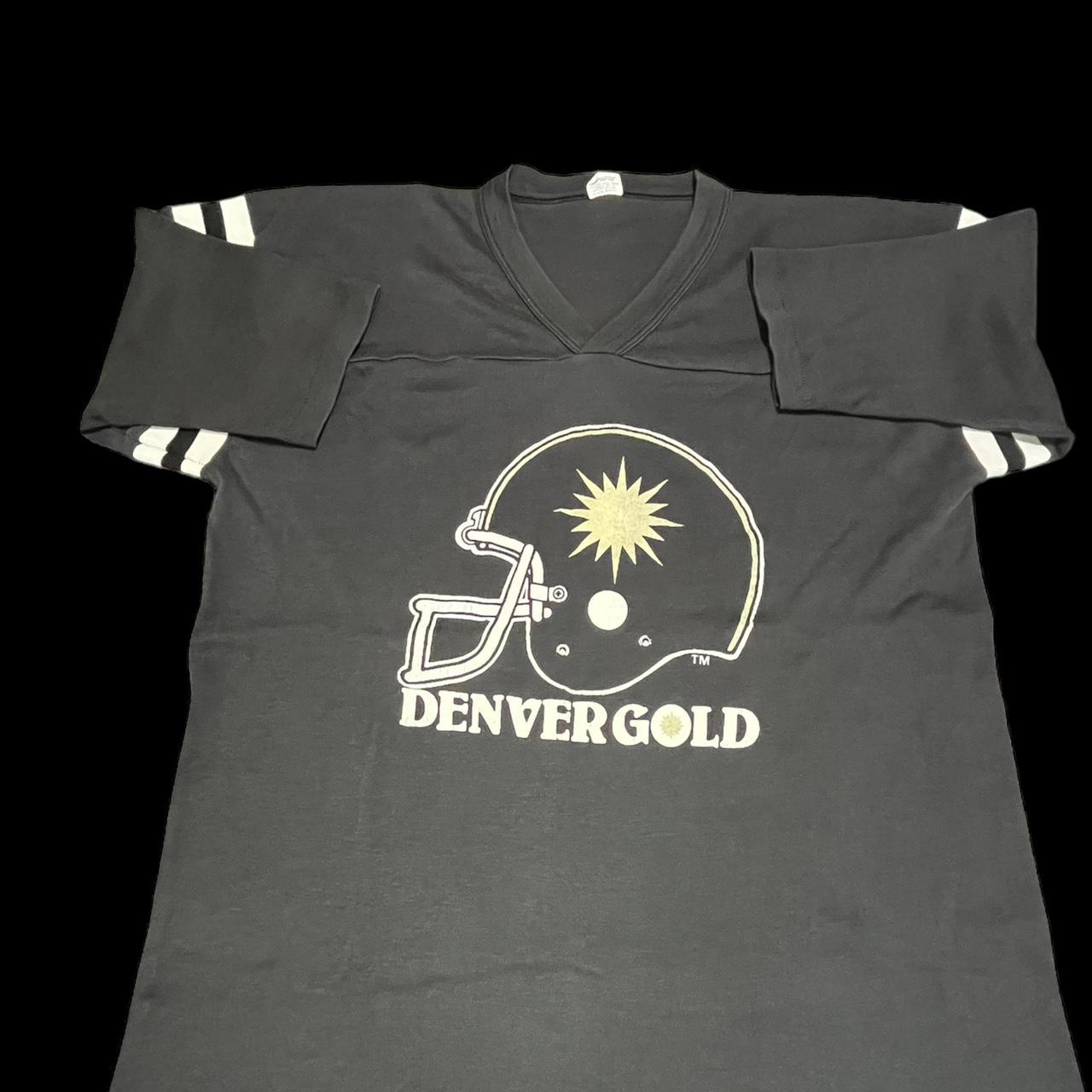 Vintage 80s USFL Denver Gold Long Sleeve Tee Shirt... - Depop