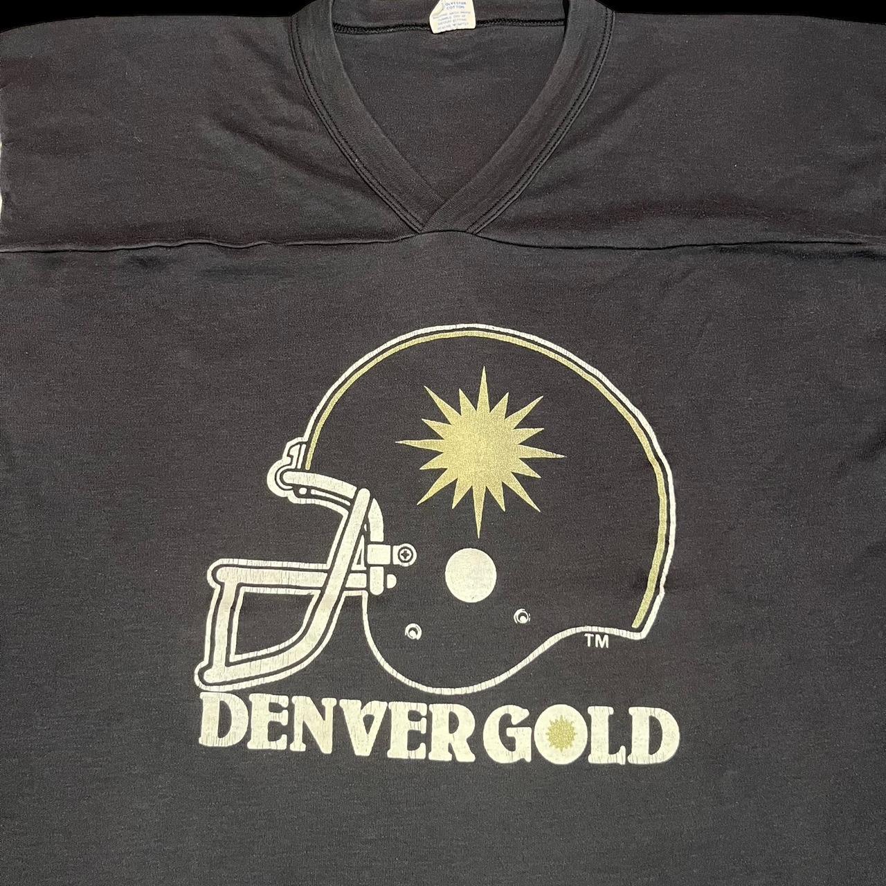 Vintage 80s USFL Denver Gold Long Sleeve Tee Shirt... - Depop