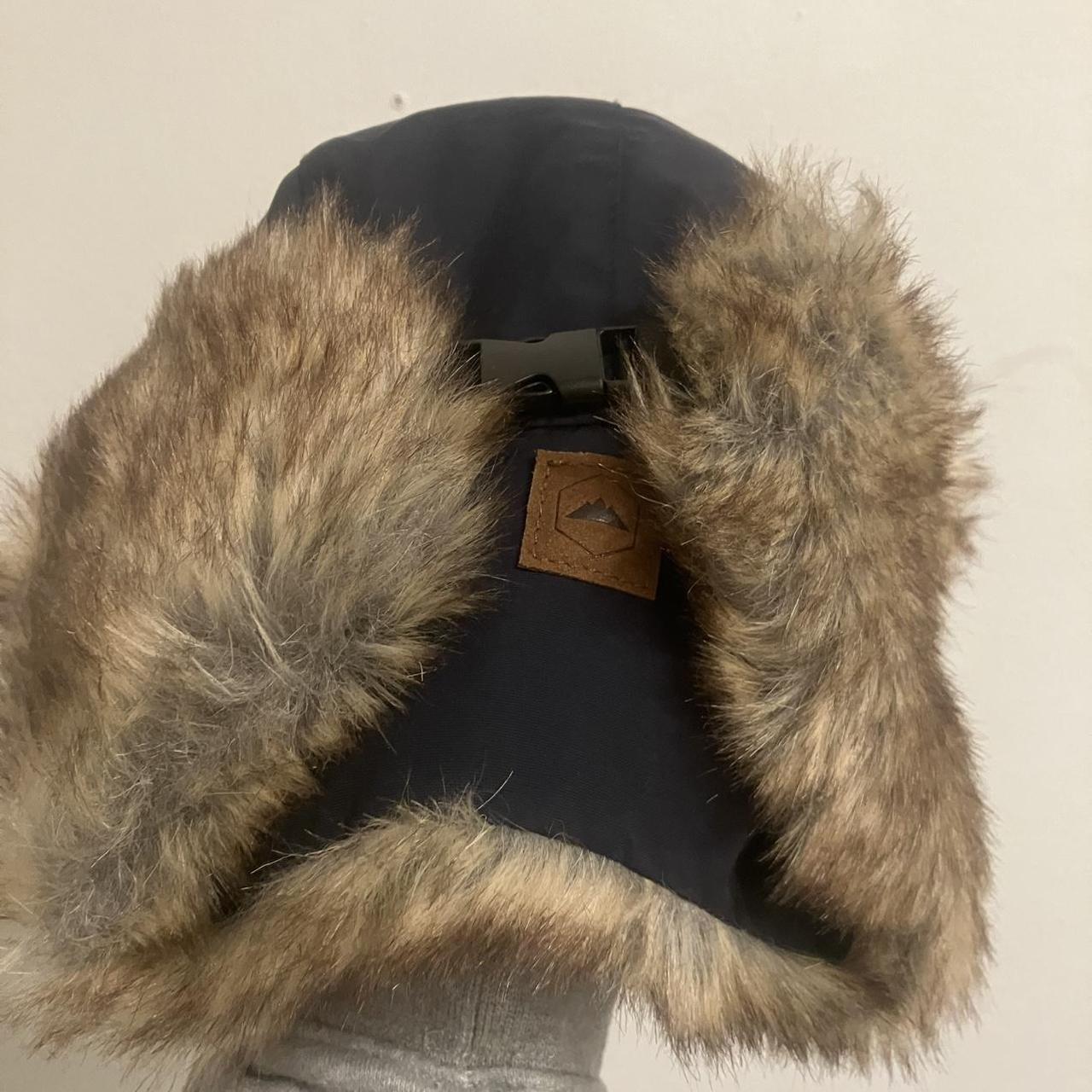 navy blue and brown Russian Fuzzy Ushanka Hat Unisex... | Depop