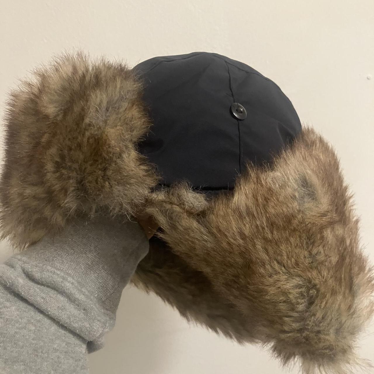 navy blue and brown Russian Fuzzy Ushanka Hat Unisex... | Depop