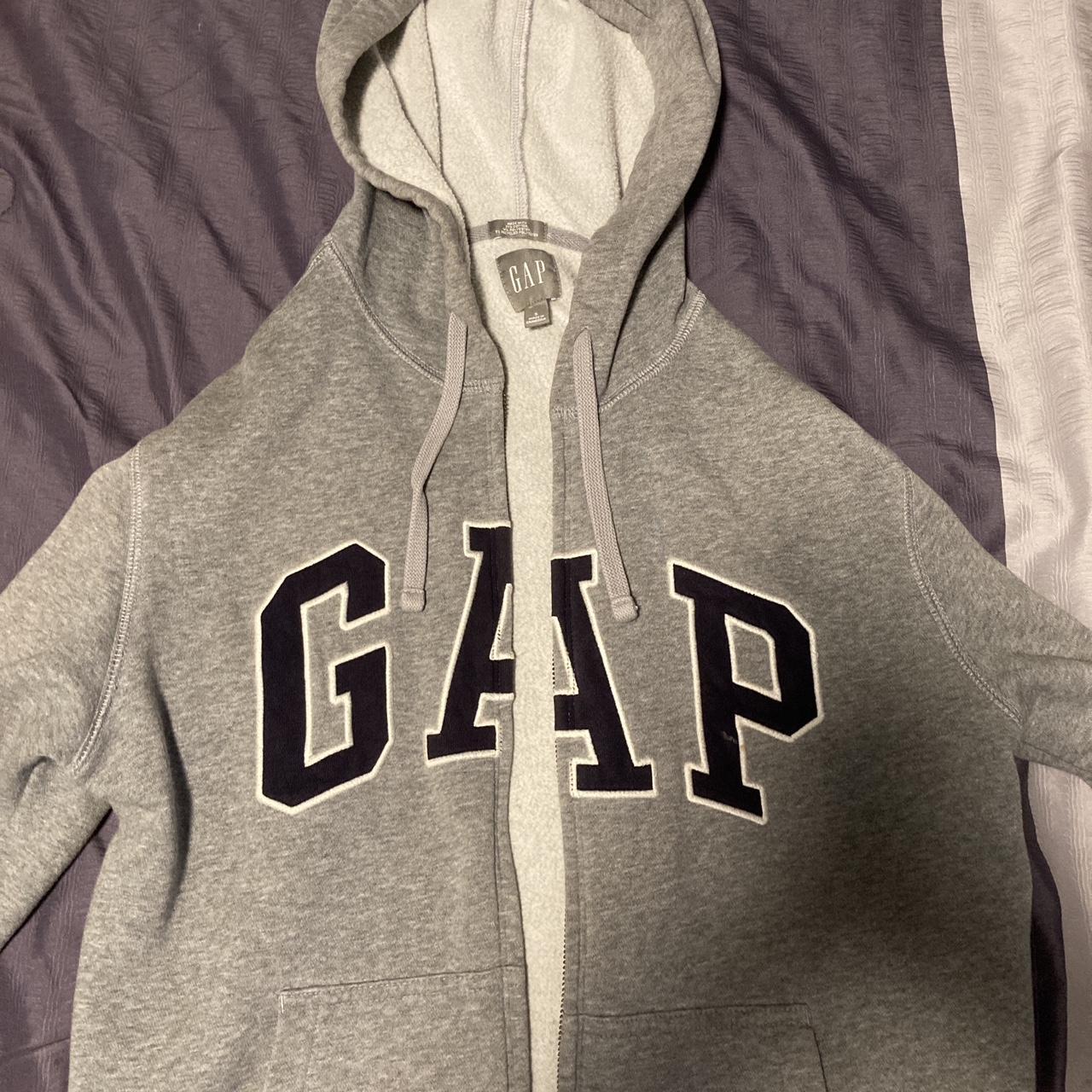 Gray gap zip up size small somewhat worn no stains... - Depop