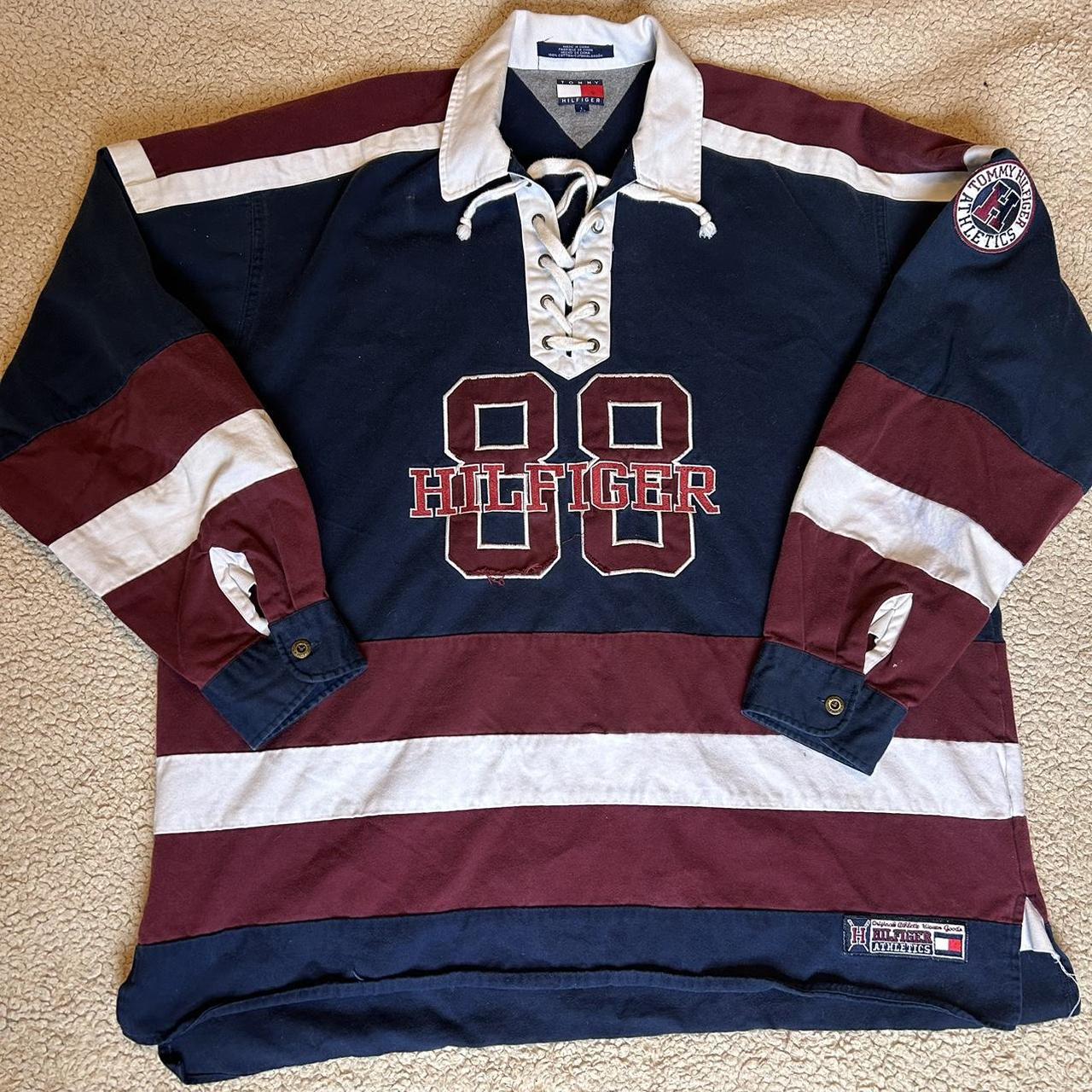 Vintage 90s Tommy Hilfiger Rugby Shirt #vintage... - Depop