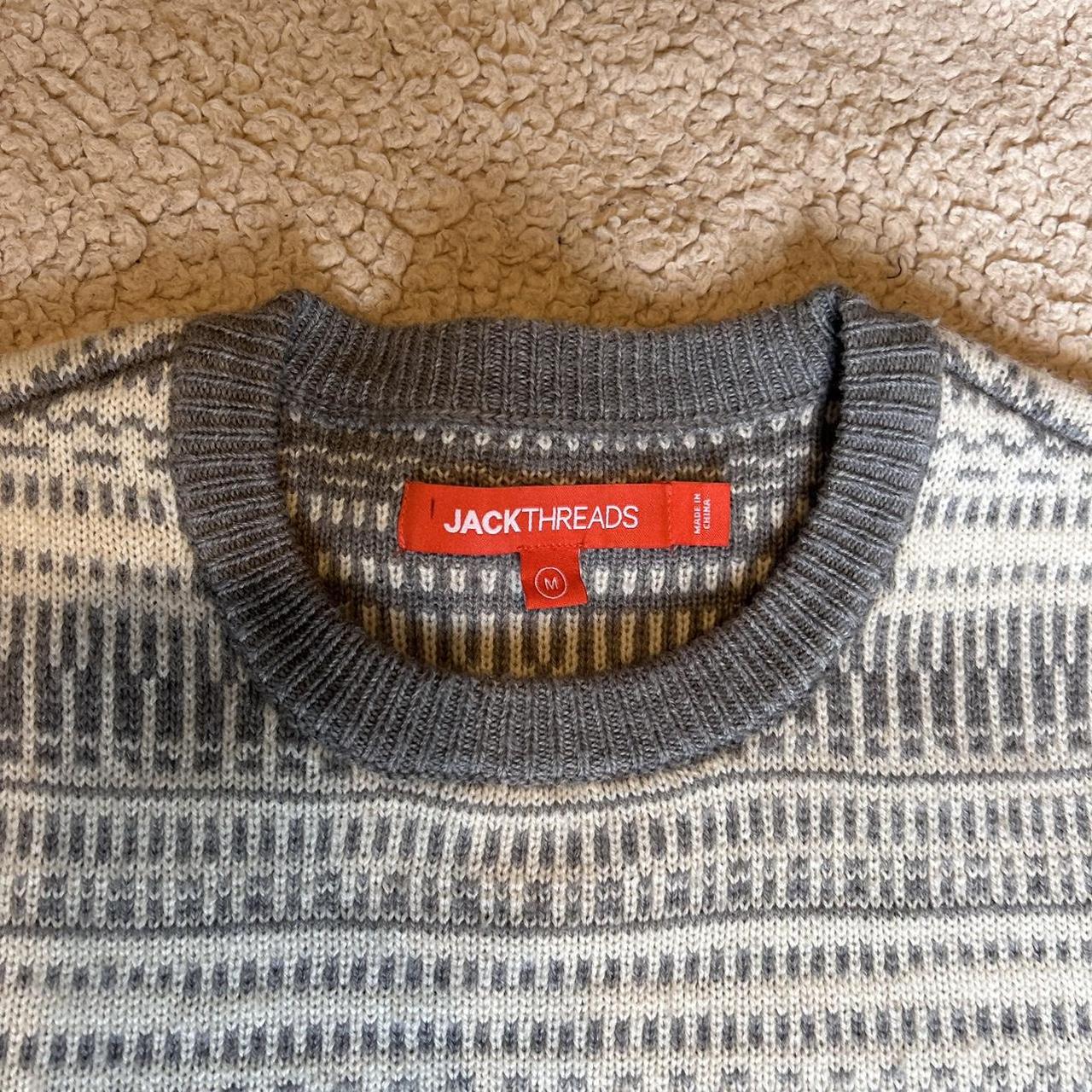 Jack Threads Grey and White Sweater #jackthreads... - Depop