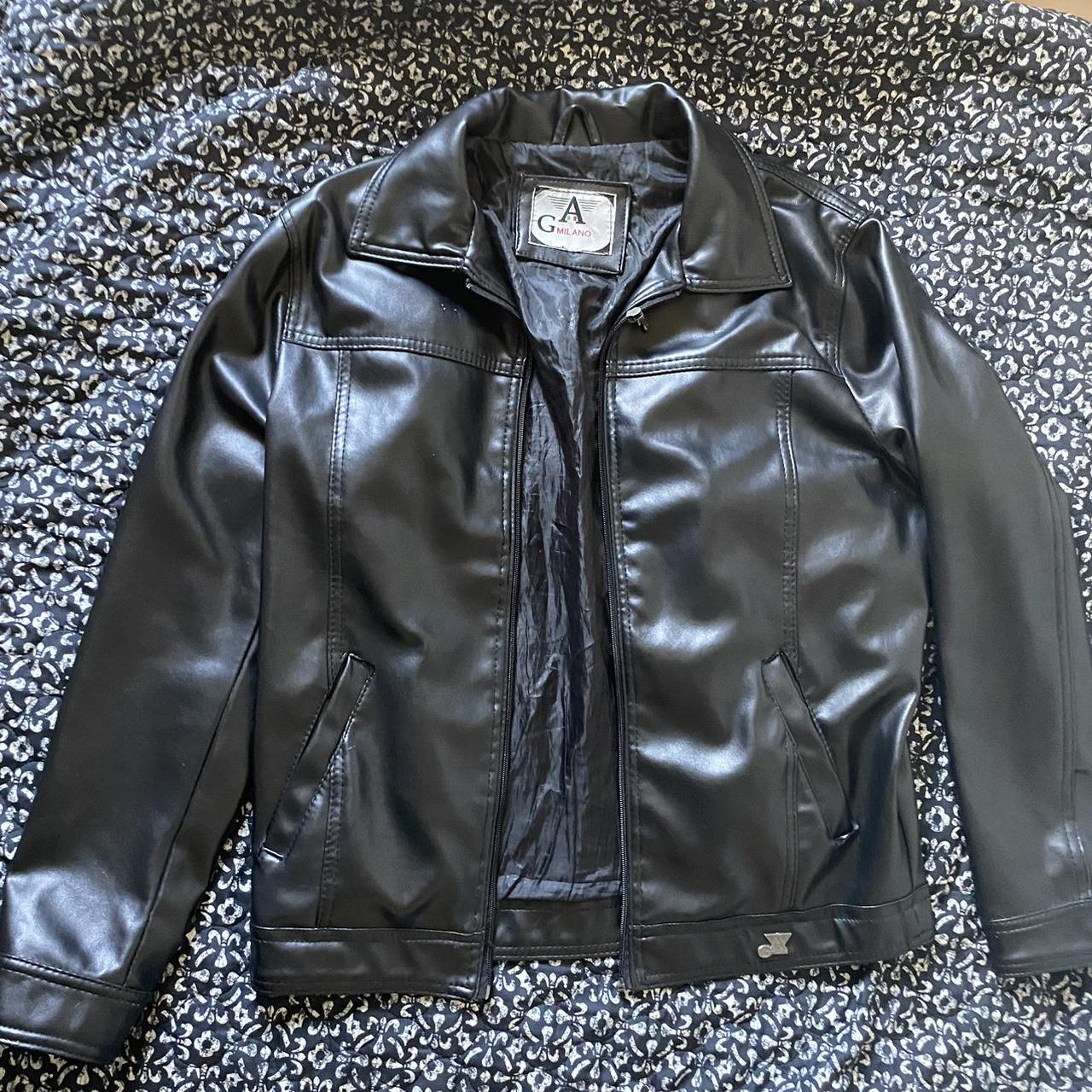 G Milano Italian leather jacket! Medium/small I’m... - Depop
