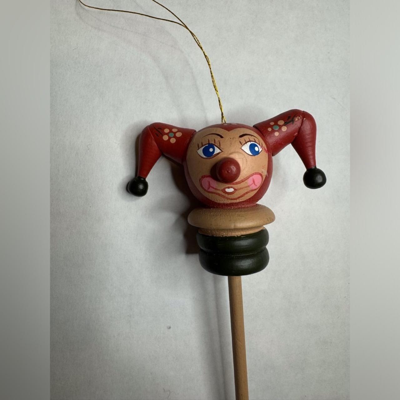 Vintage Jester Clown on Stick Christmas Ornament ... | Depop