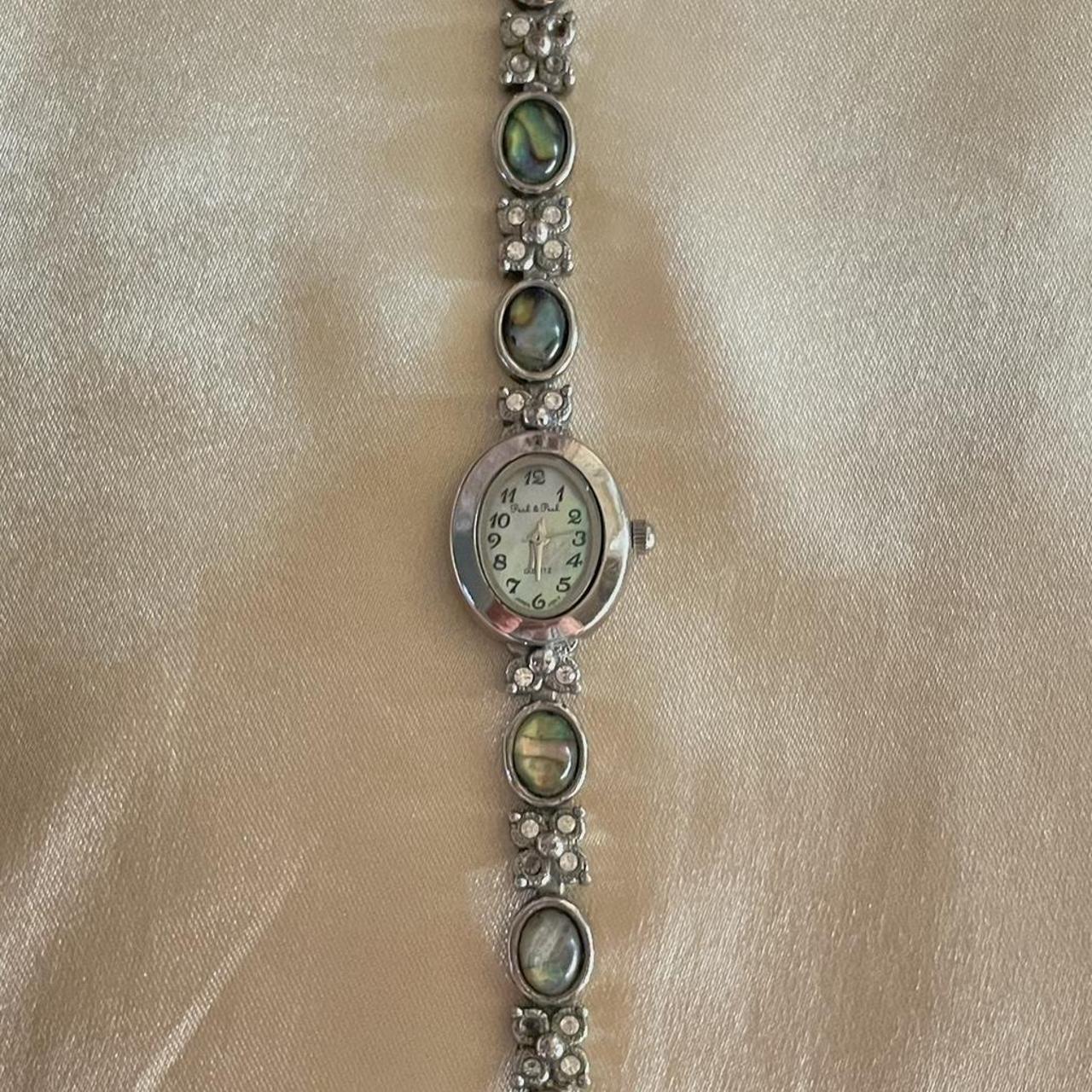 Classy Silver Watch with Abalone Gemstones 🩶 6.5 -... - Depop