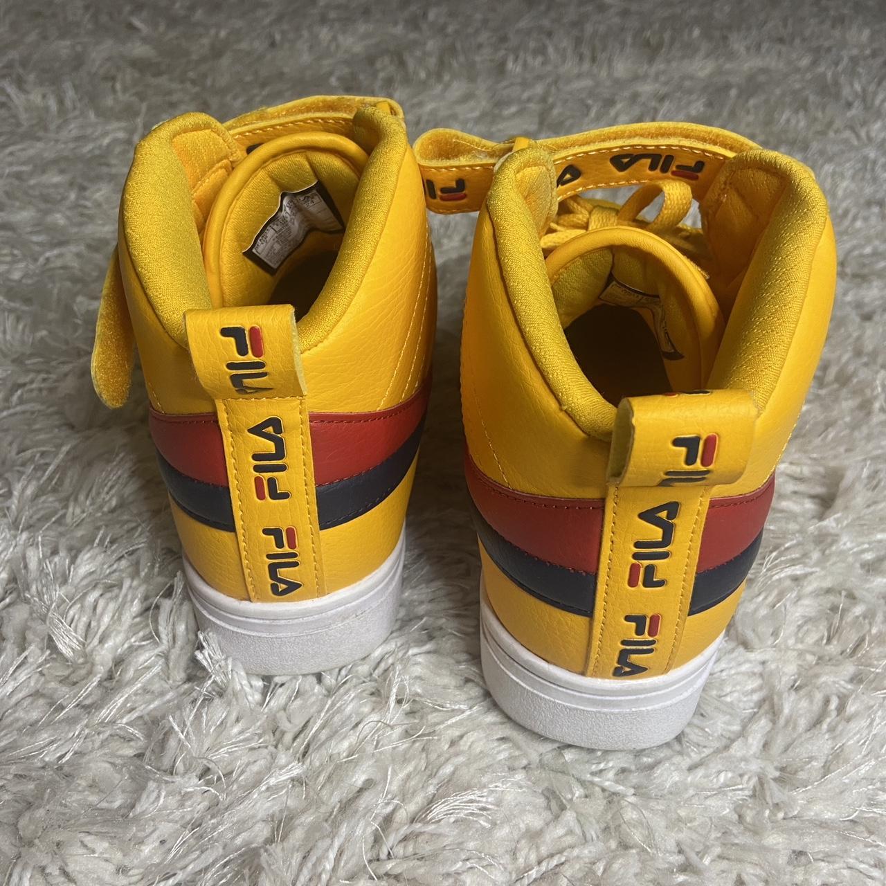 yellow high top FILA’s size Women’s 7 worn only a... - Depop