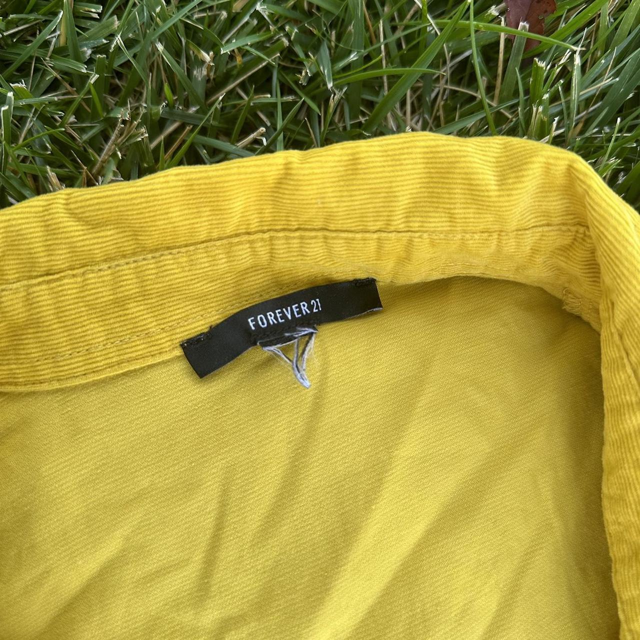 Yellow Forever 21 button down shirt shacked corduroy... - Depop