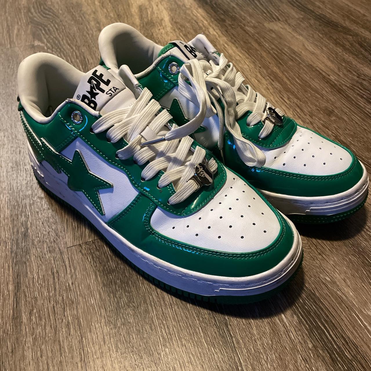 green y2k size 8.5 bapestas great for your rancid... - Depop