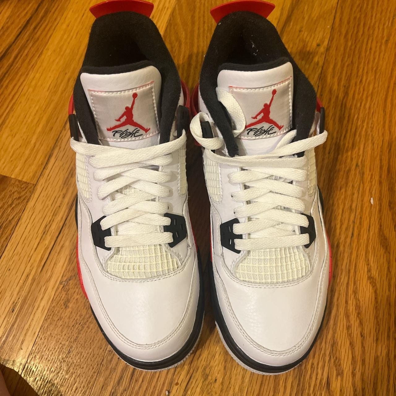 Authentic Jordan 4 Retro Fire Red Worn Once | Depop