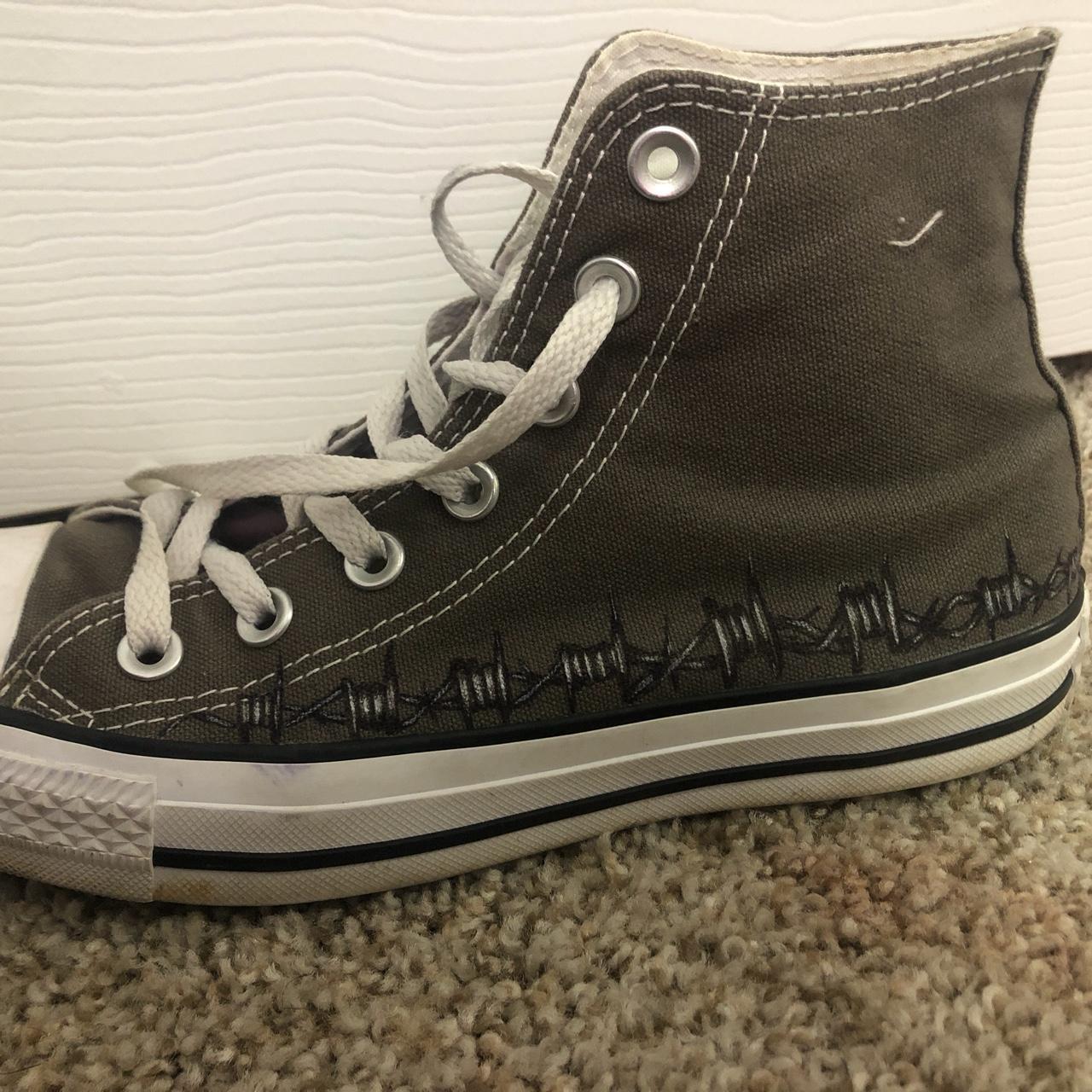 Hand painted Barbed Wire Converse #grunge #emo... - Depop