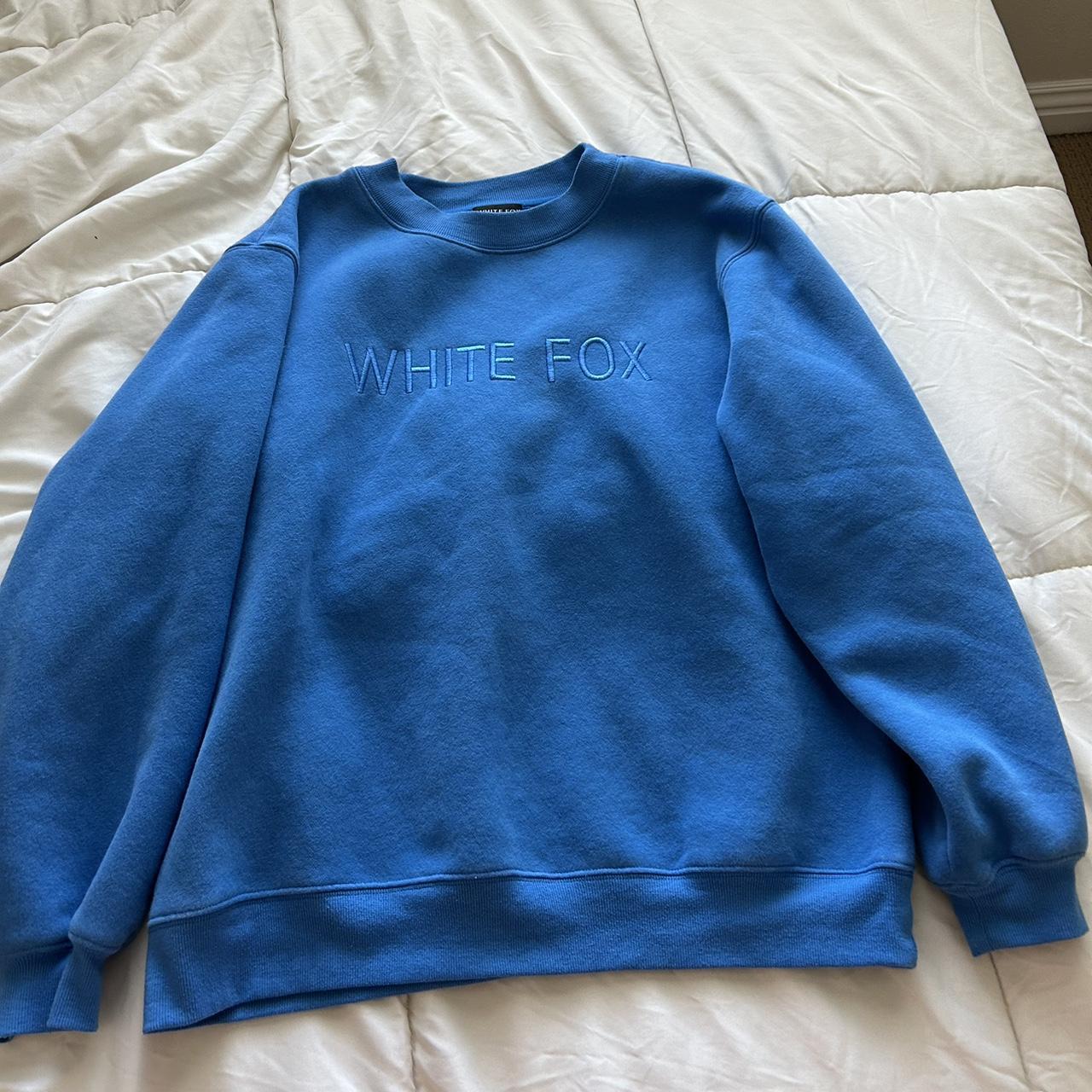 Blue white fox crew neck #whitefox #crewneck #trendy - Depop