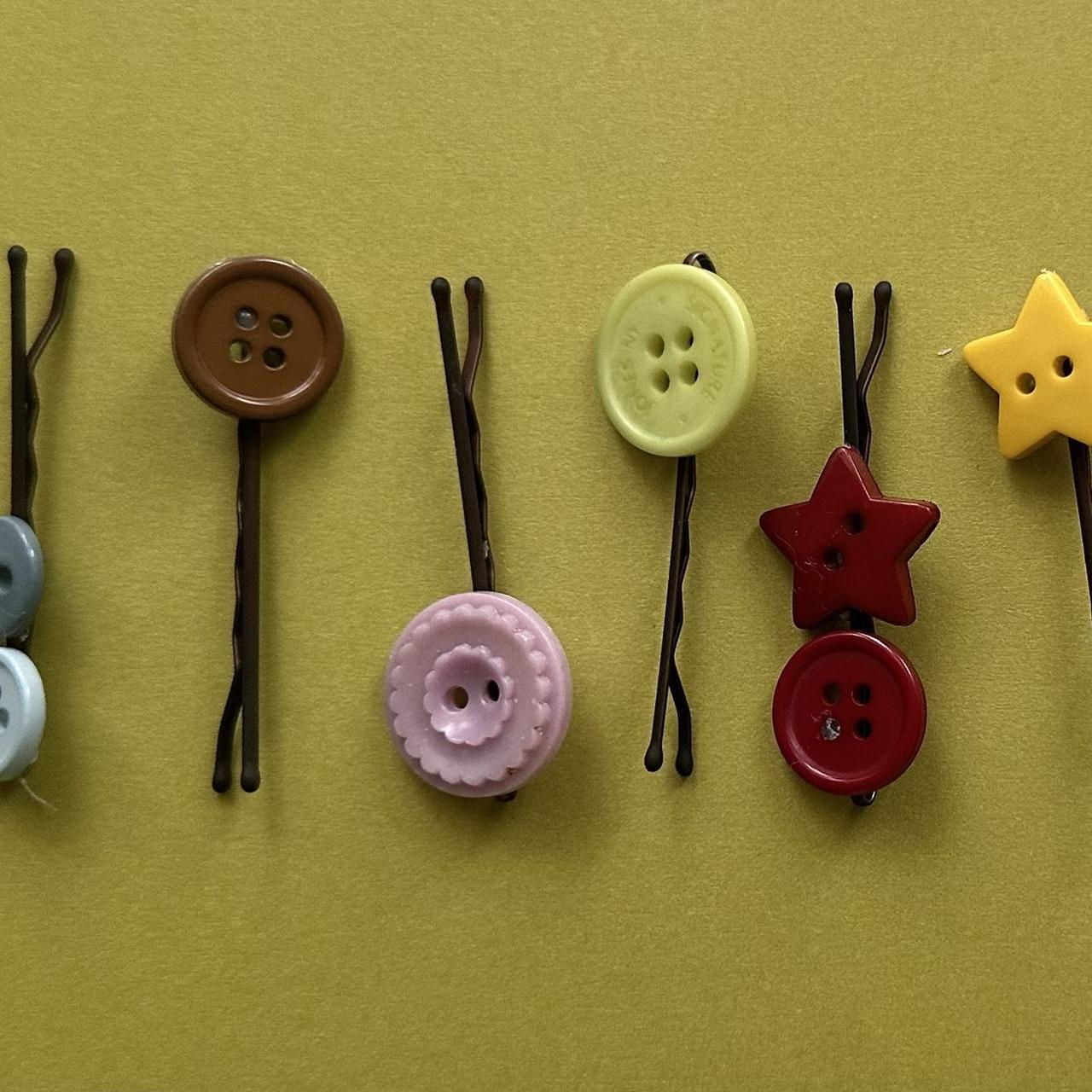 mystery set of 5 handmade button hair clips!!! dm... | Depop