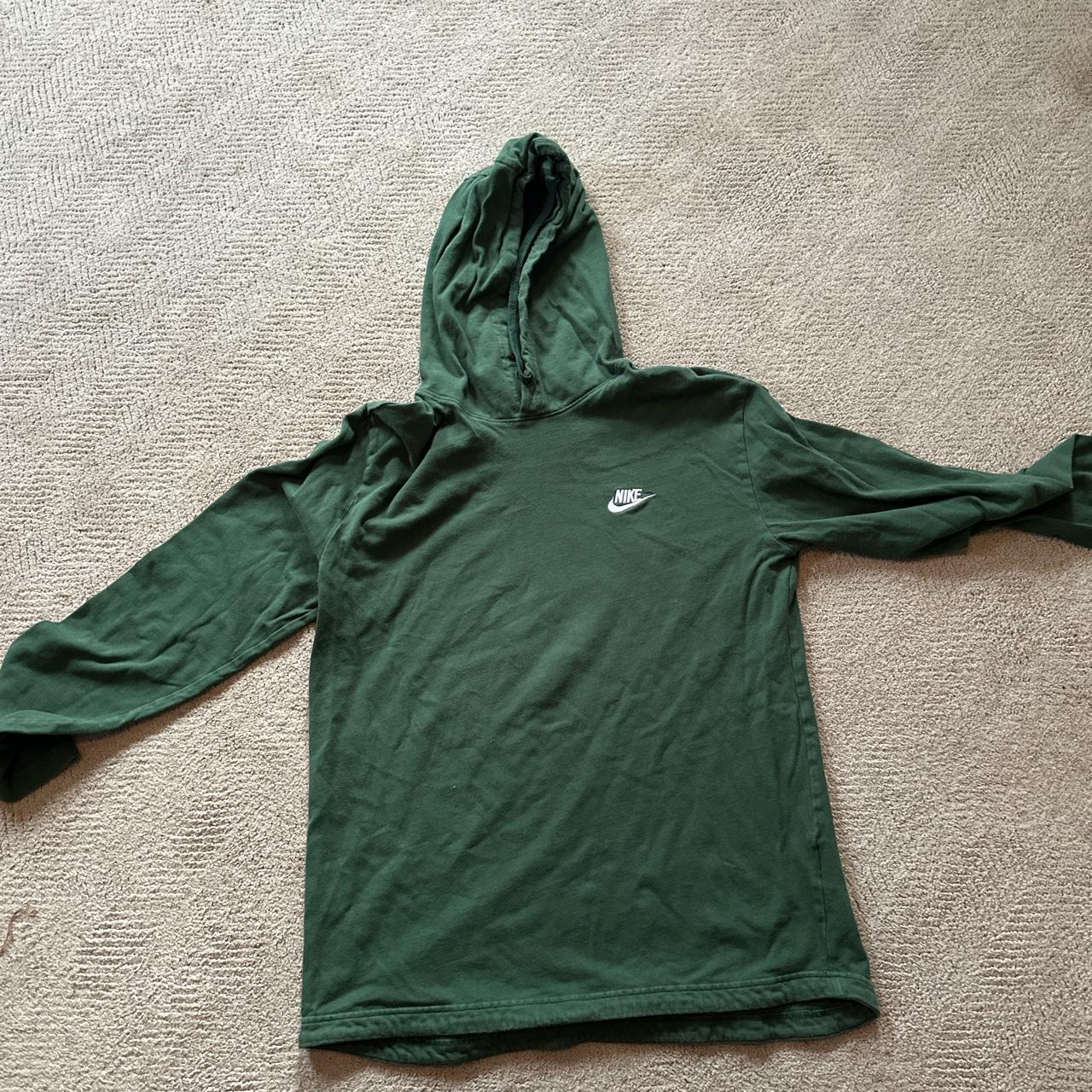 Nike Dark Green light weight hoodie size large - Depop
