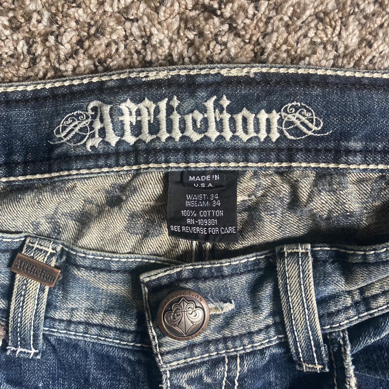 Rare asf affliction jeans skull pattern Y2K... - Depop