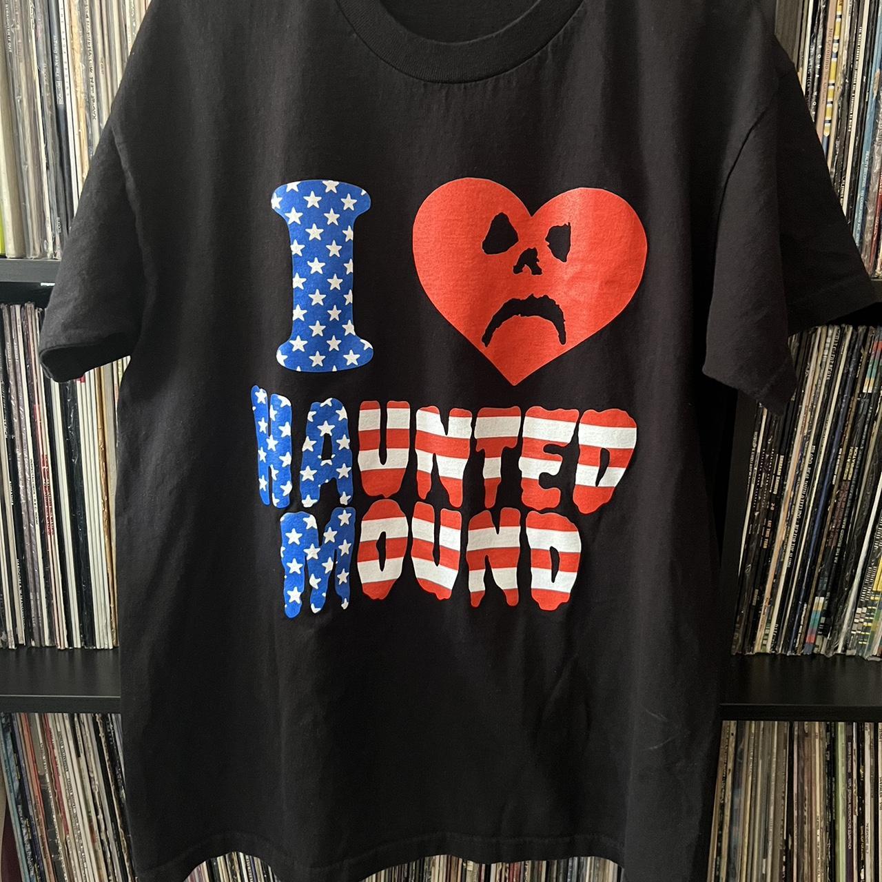 I heart Love Haunted Mound Black T-shirt American... - Depop